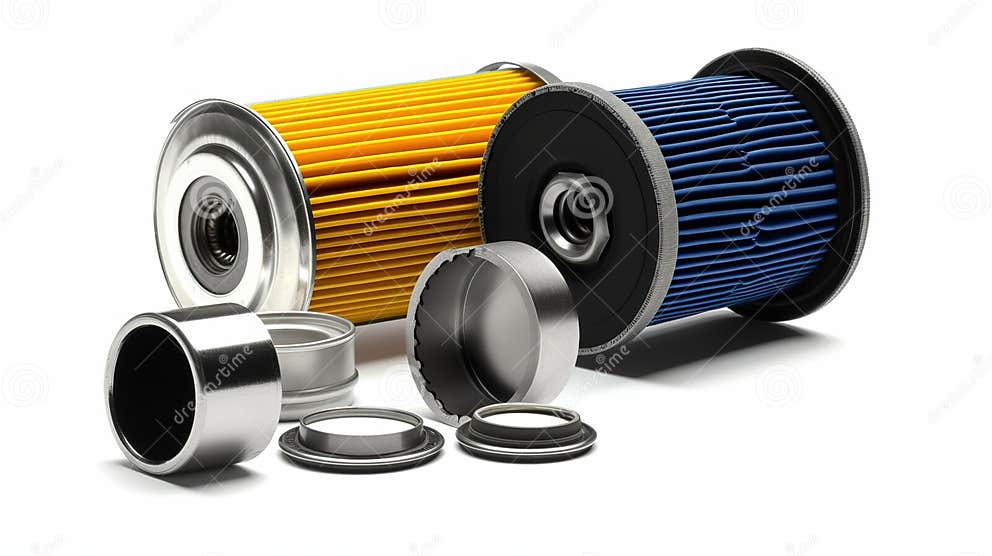 Car Oil Filter Isolated on White. Exploded View. Generative Ai Stock ...