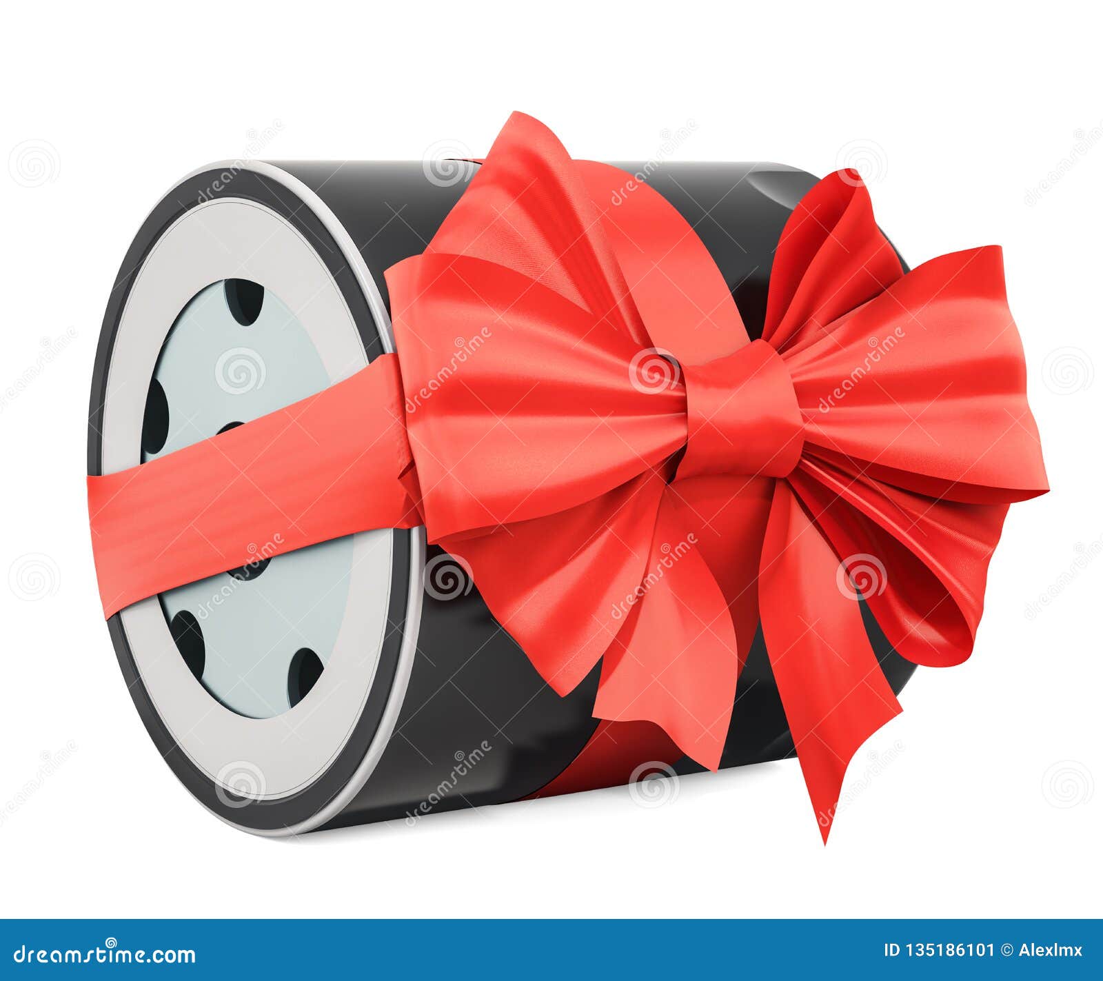 Car Oil Filter Wrapped Ribbon and Bow, Gift Concept. 3D Rendering Stock ...
