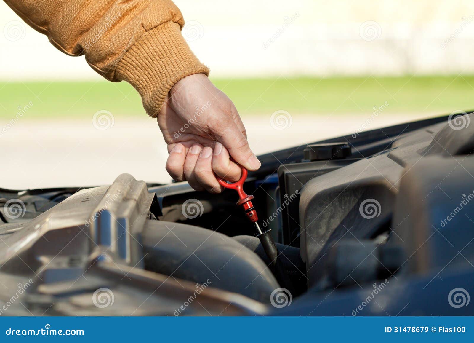 Car oil level check stock image. Image of tool, check - 31478679