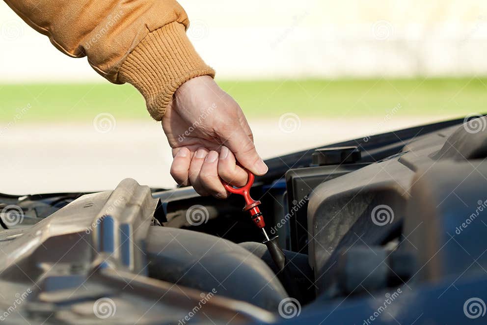 Car oil level check stock image. Image of tool, check - 31478679