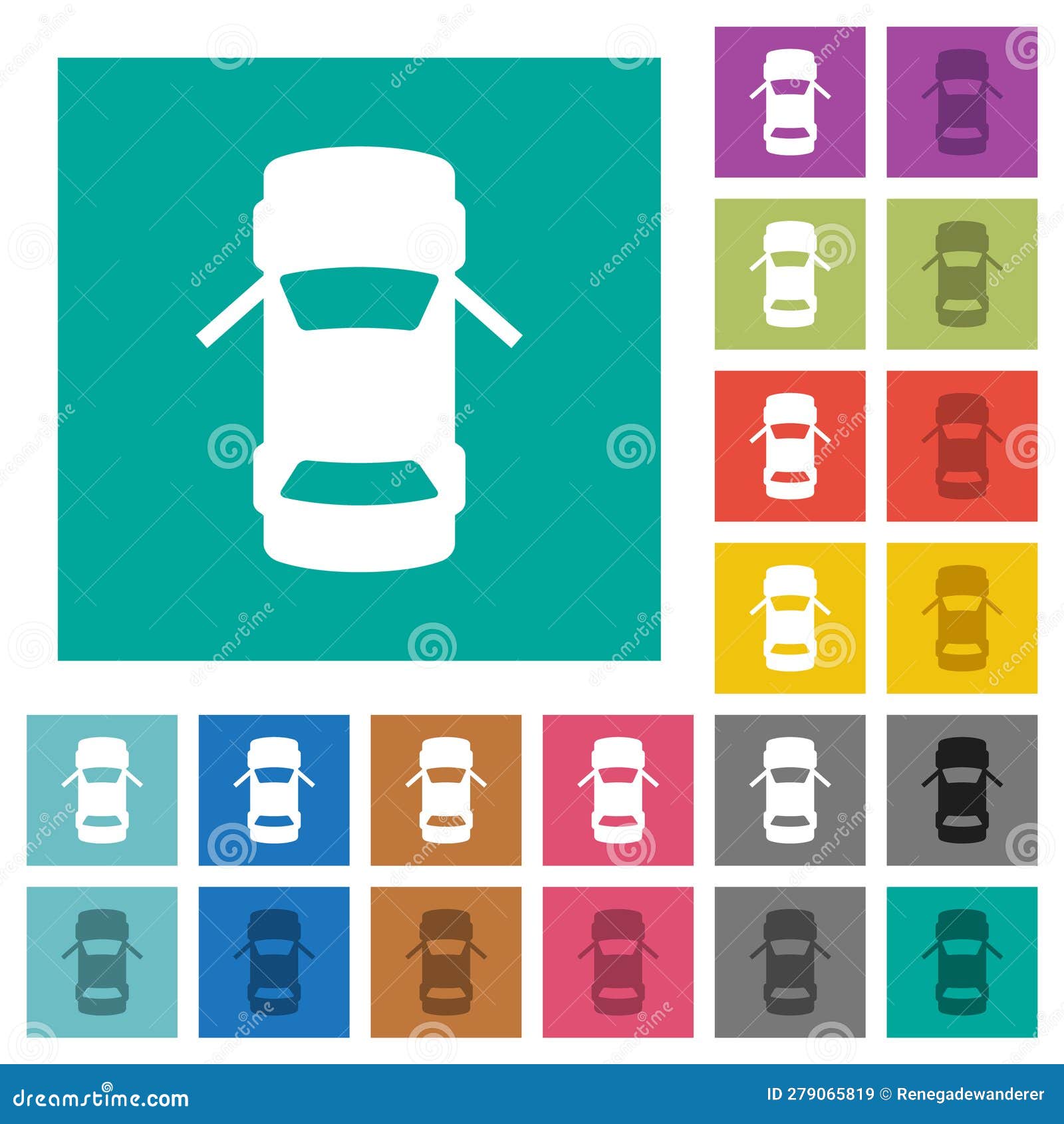 Car Open Front Doors Dashboard Indicator Square Flat Multi Colored ...