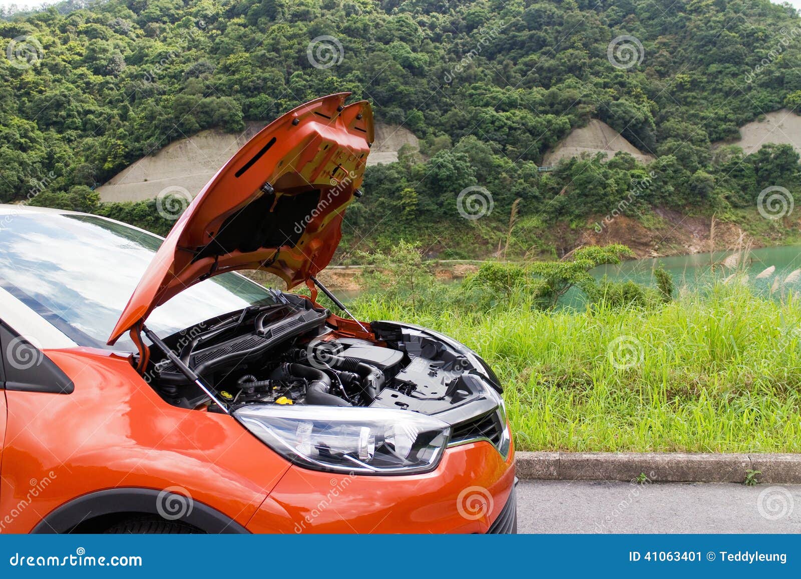 Car with open front hood stock image. Image of concept - 41063401
