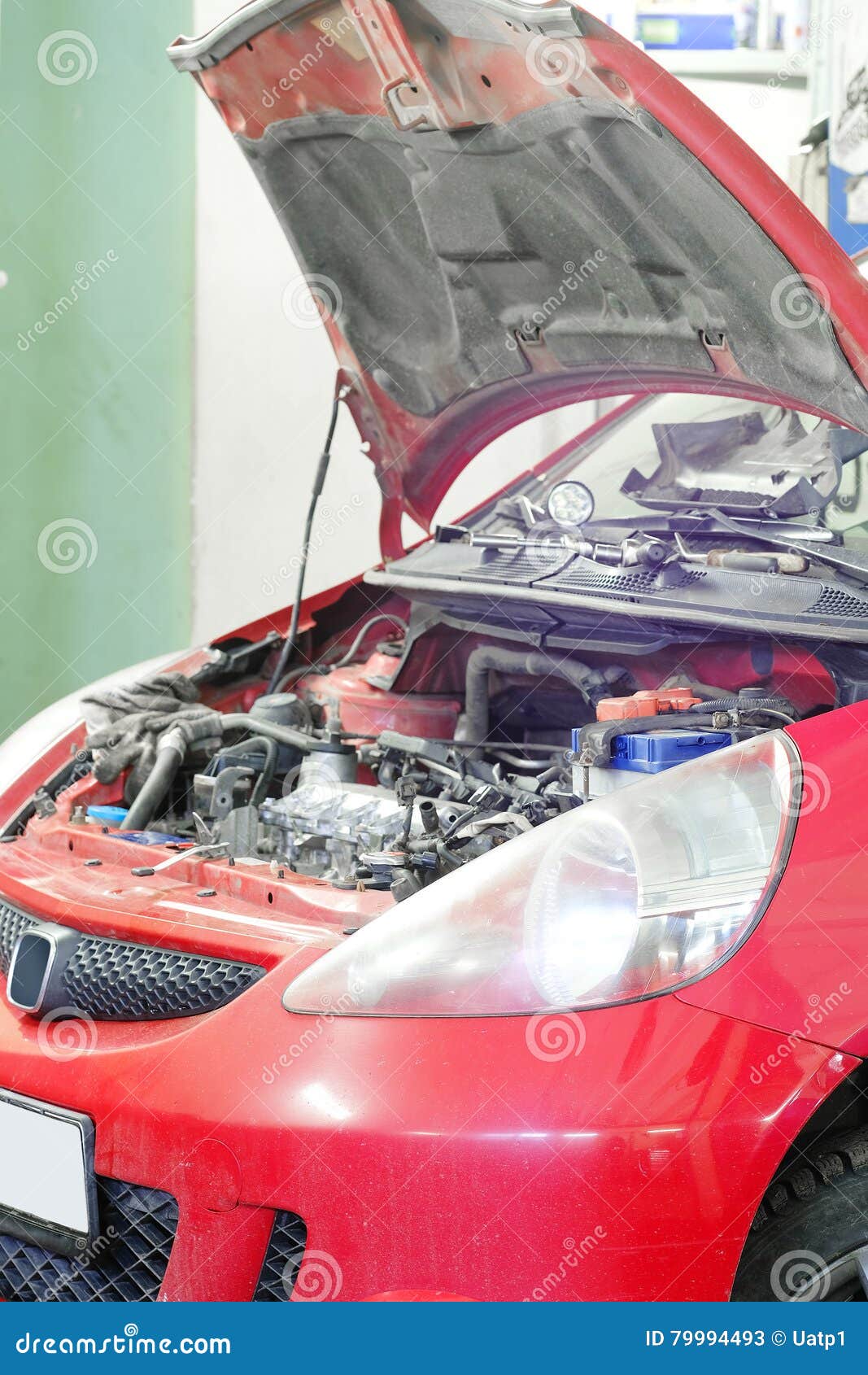Car with open hood stock image. Image of repair, replacement - 79994493