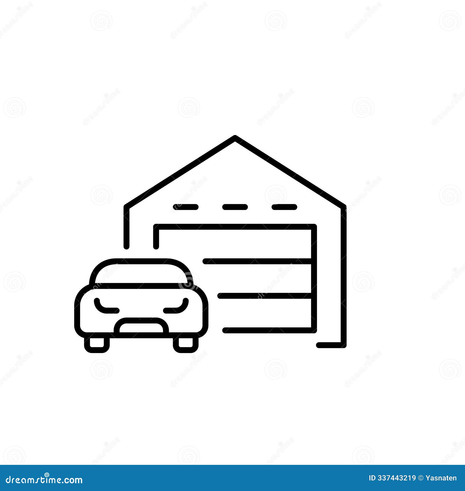 Car Outside Garage. House with Parking. Pixel Perfect, Editable Stroke ...