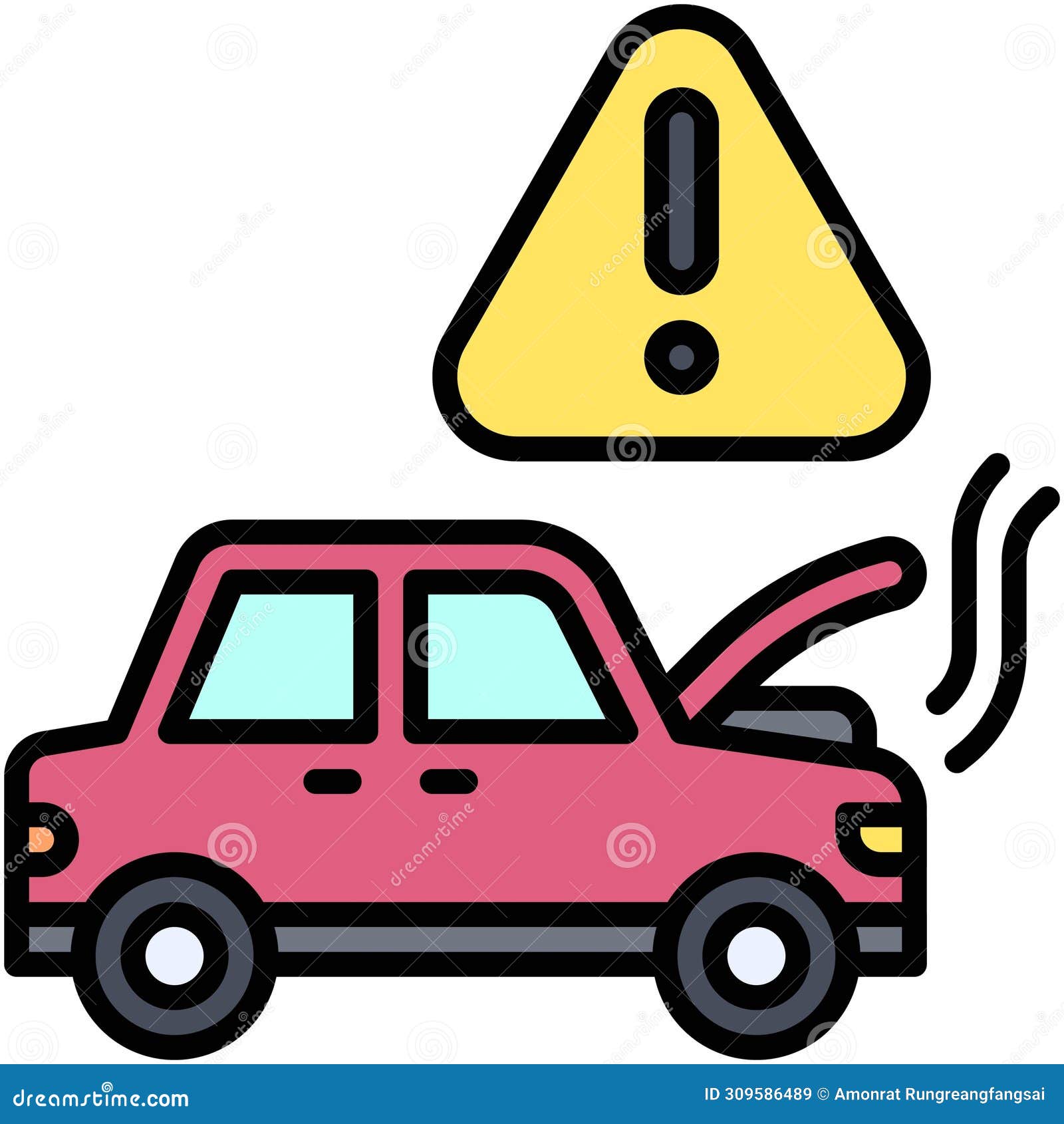 Car Overheating Icon, Car Accident and Safety Related Vector ...