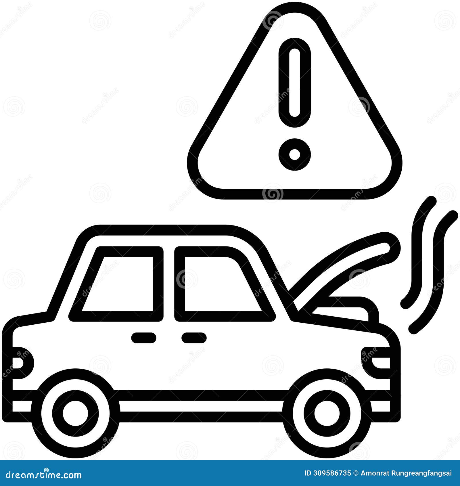 Car Overheating Line Icon, Car Accident and Safety Related Vector ...
