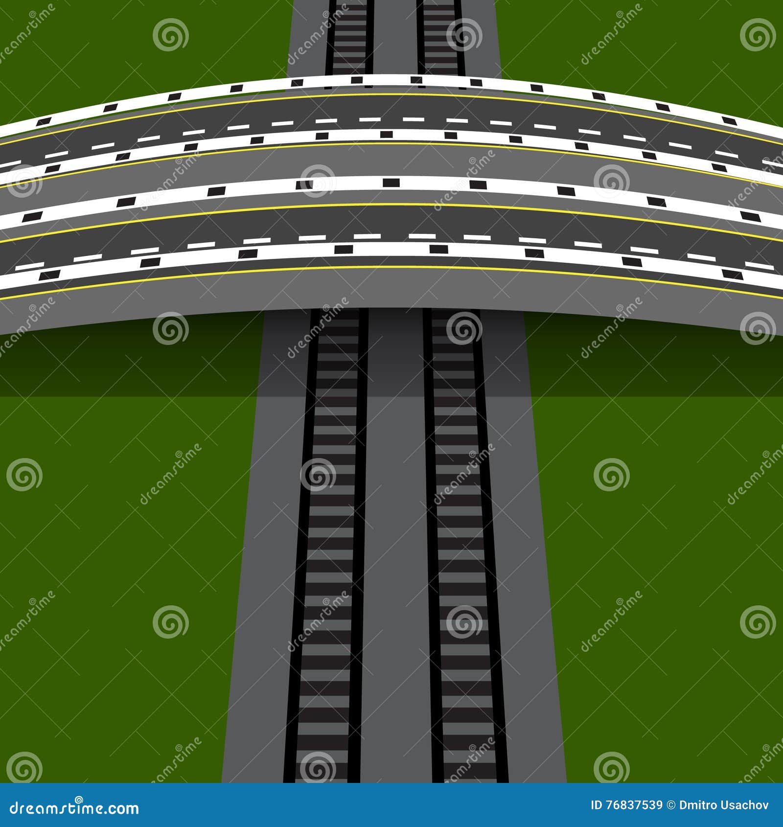 Car Overpass Crossing the Railway. an Arch Bridge. Illustration Stock ...