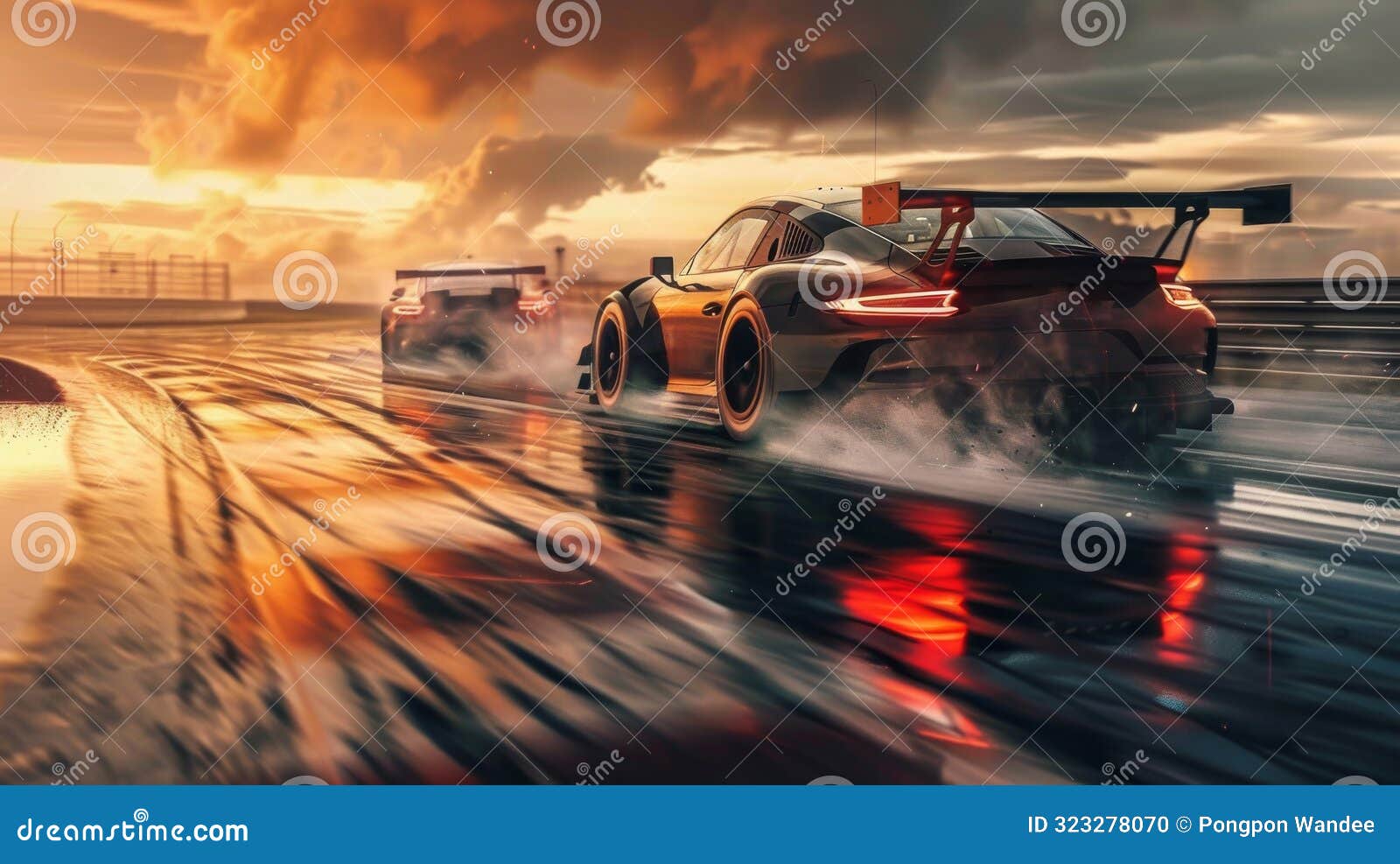 A Car Overtaking Another on a Tight Corner Aggressive Racing Stock ...