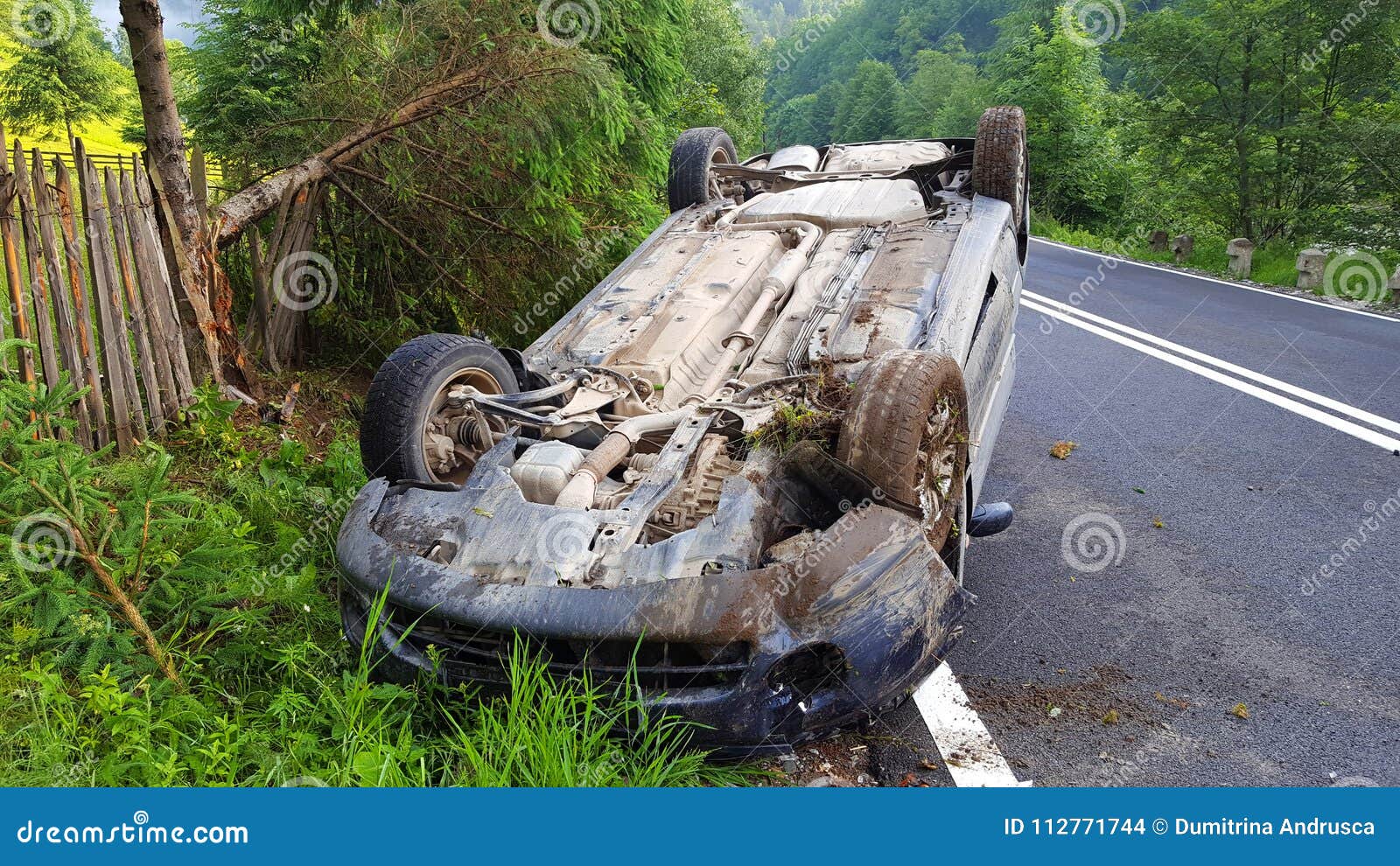 Car Overturned on the Street Stock Photo - Image of highway, road ...