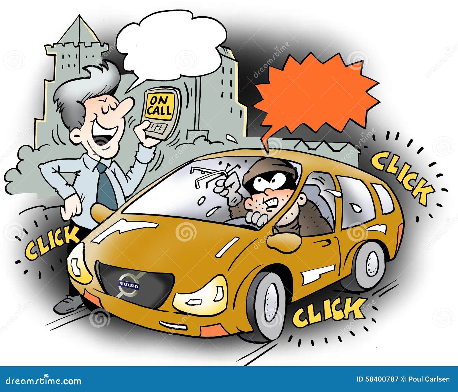 A Car Owner with a Smart Locking Device To His Car Stock Illustration ...