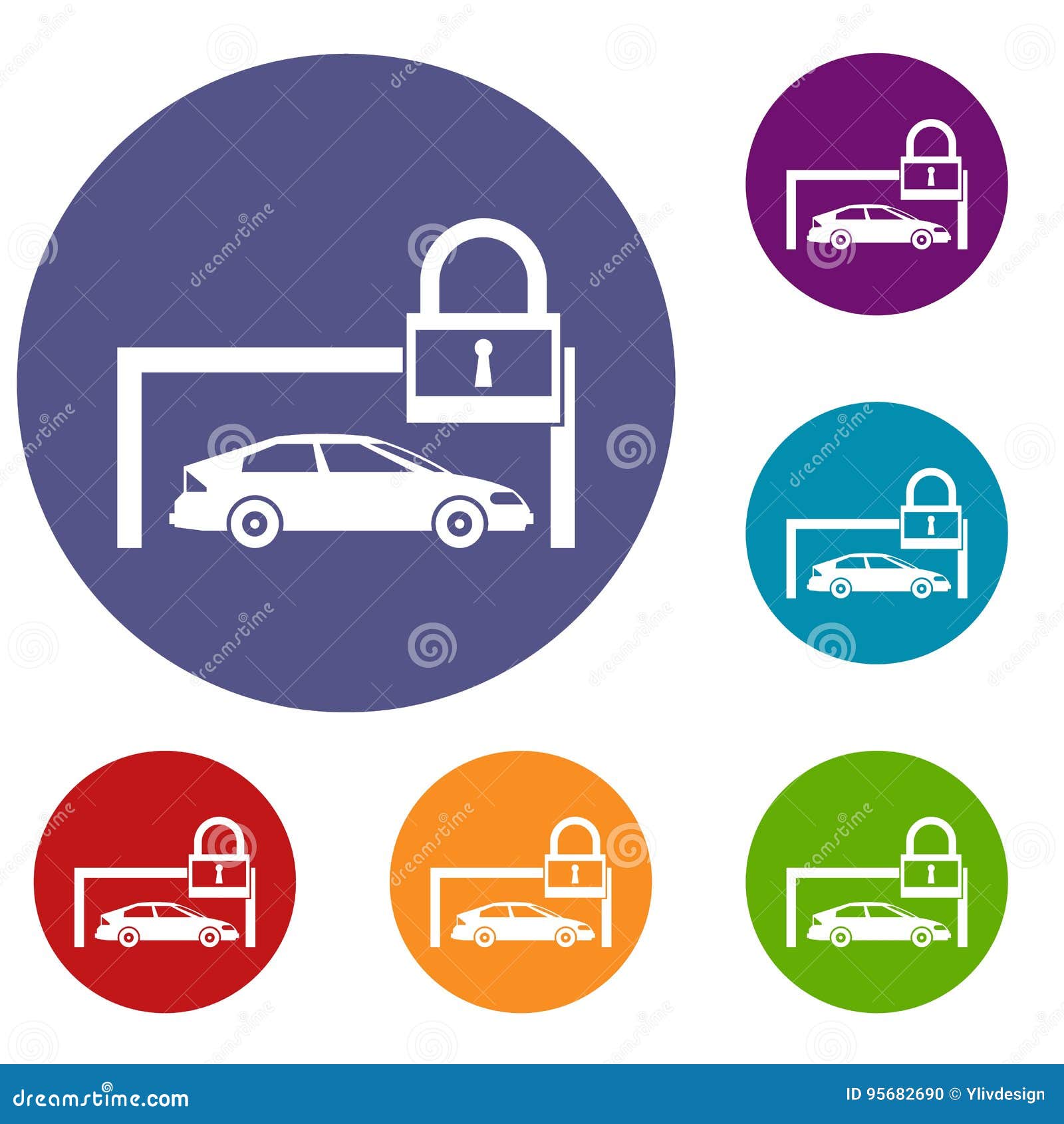 Car and padlock icons set stock vector. Illustration of motor - 95682690