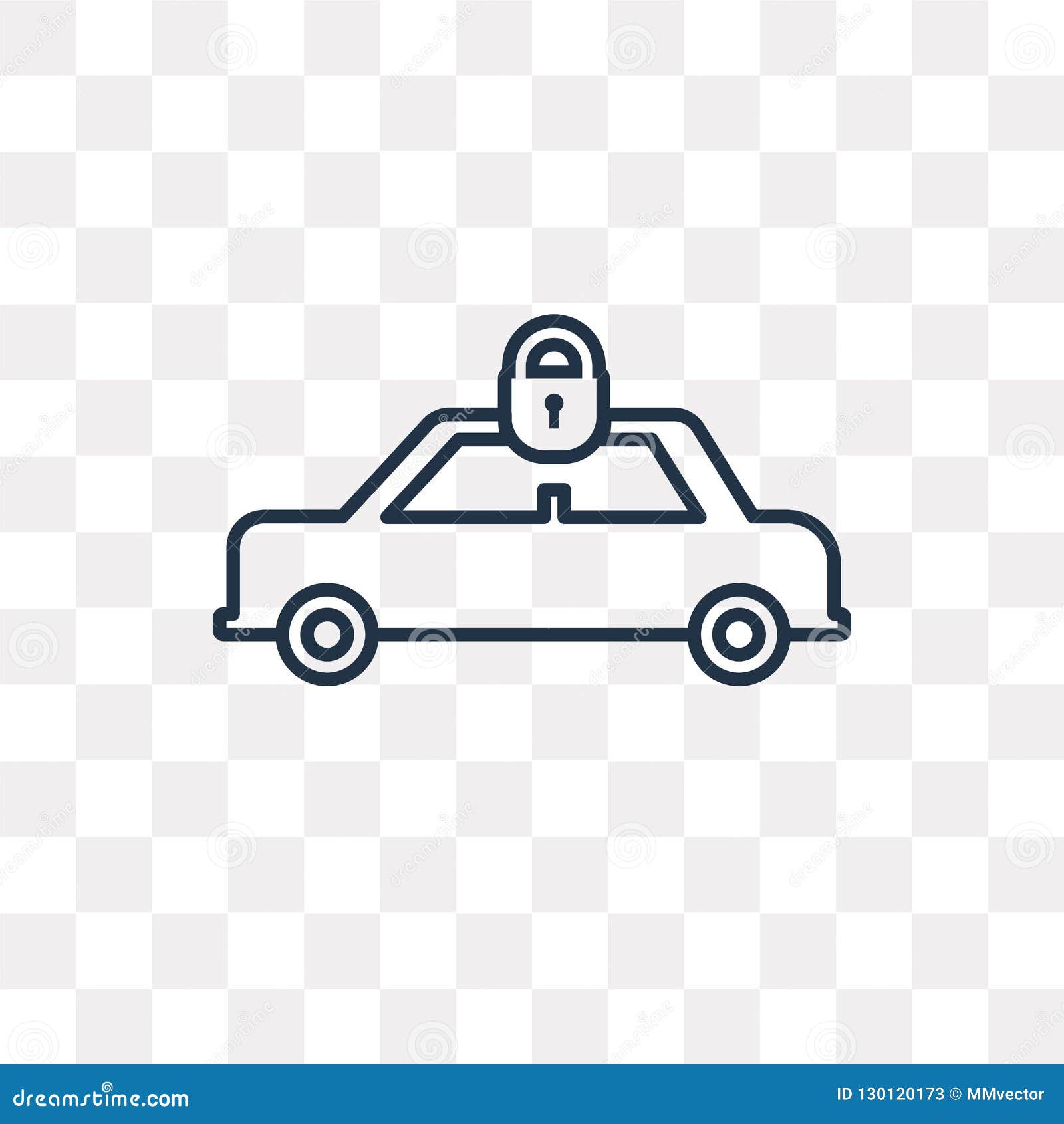Car with Padlock Vector Icon Isolated on Transparent Background, Linear ...