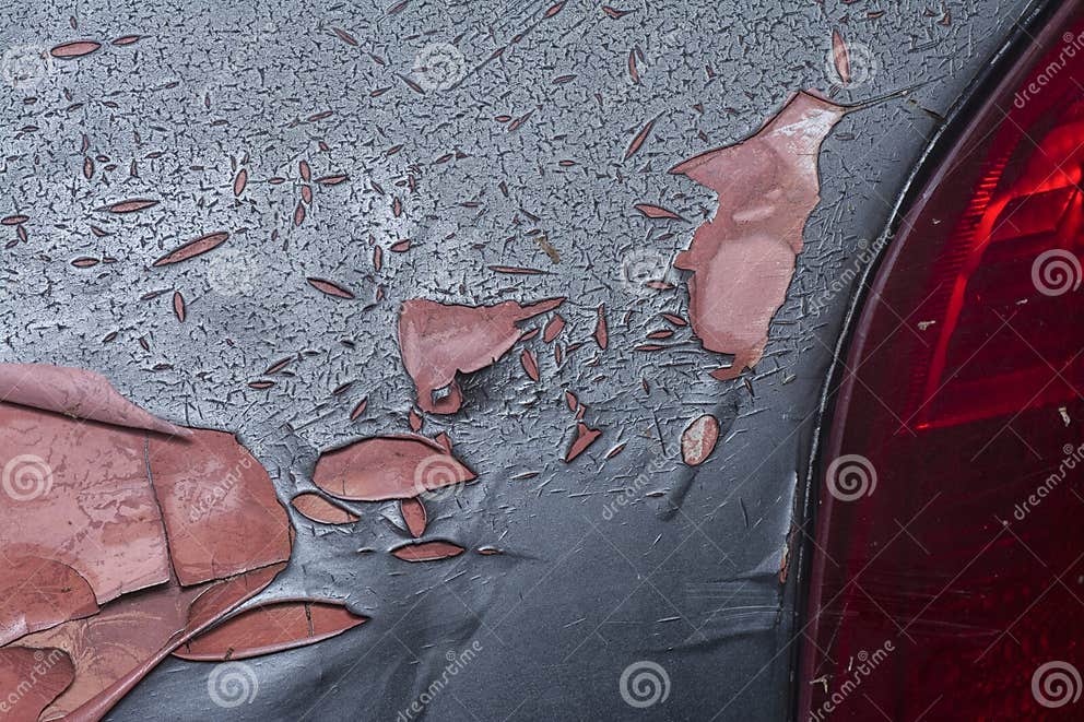 Car Paint Corrosion on the Surface of the Car Outer Body. Stock Image ...