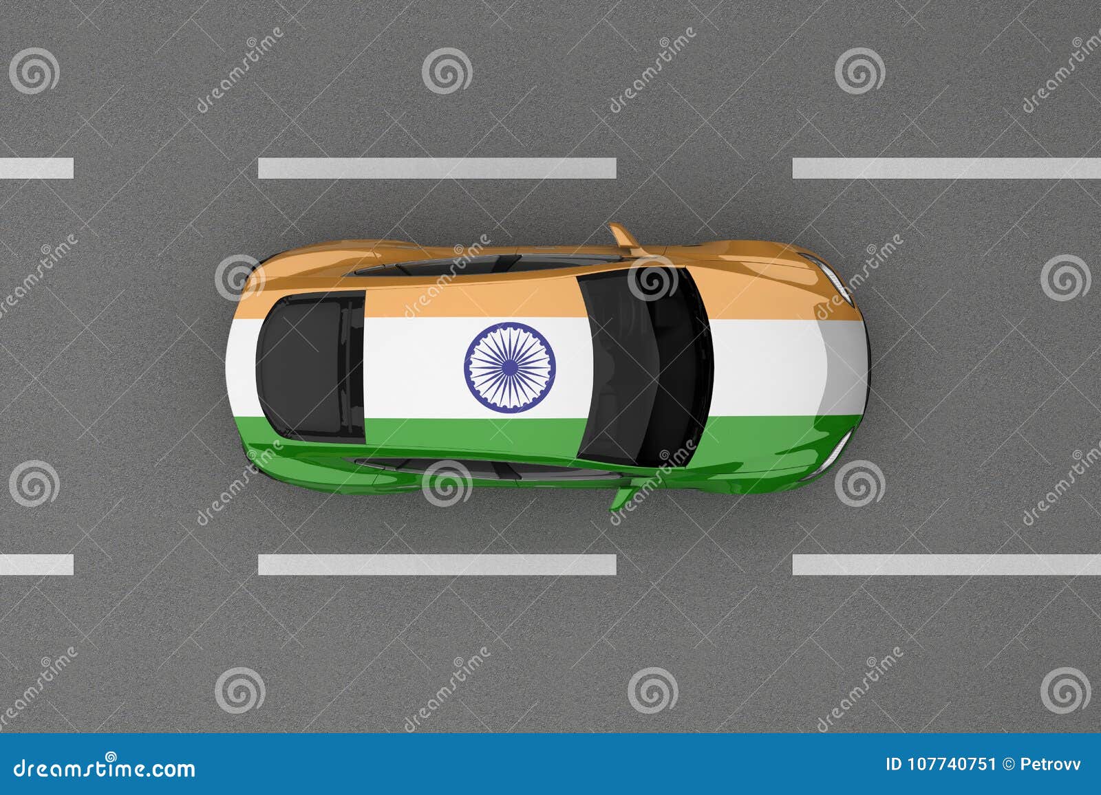 Car Painted from India Country Flag Stock Illustration - Illustration ...