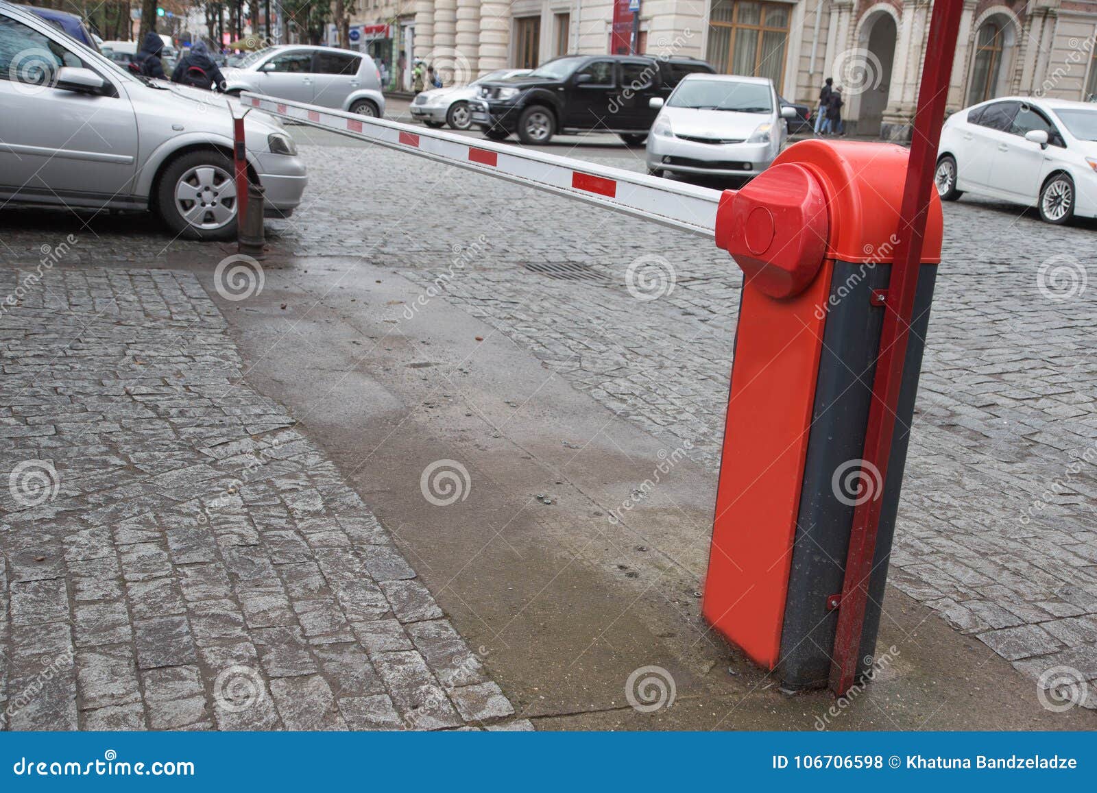 Car Park Barrier, Automatic Entry System. Entrance To Car Park with ...