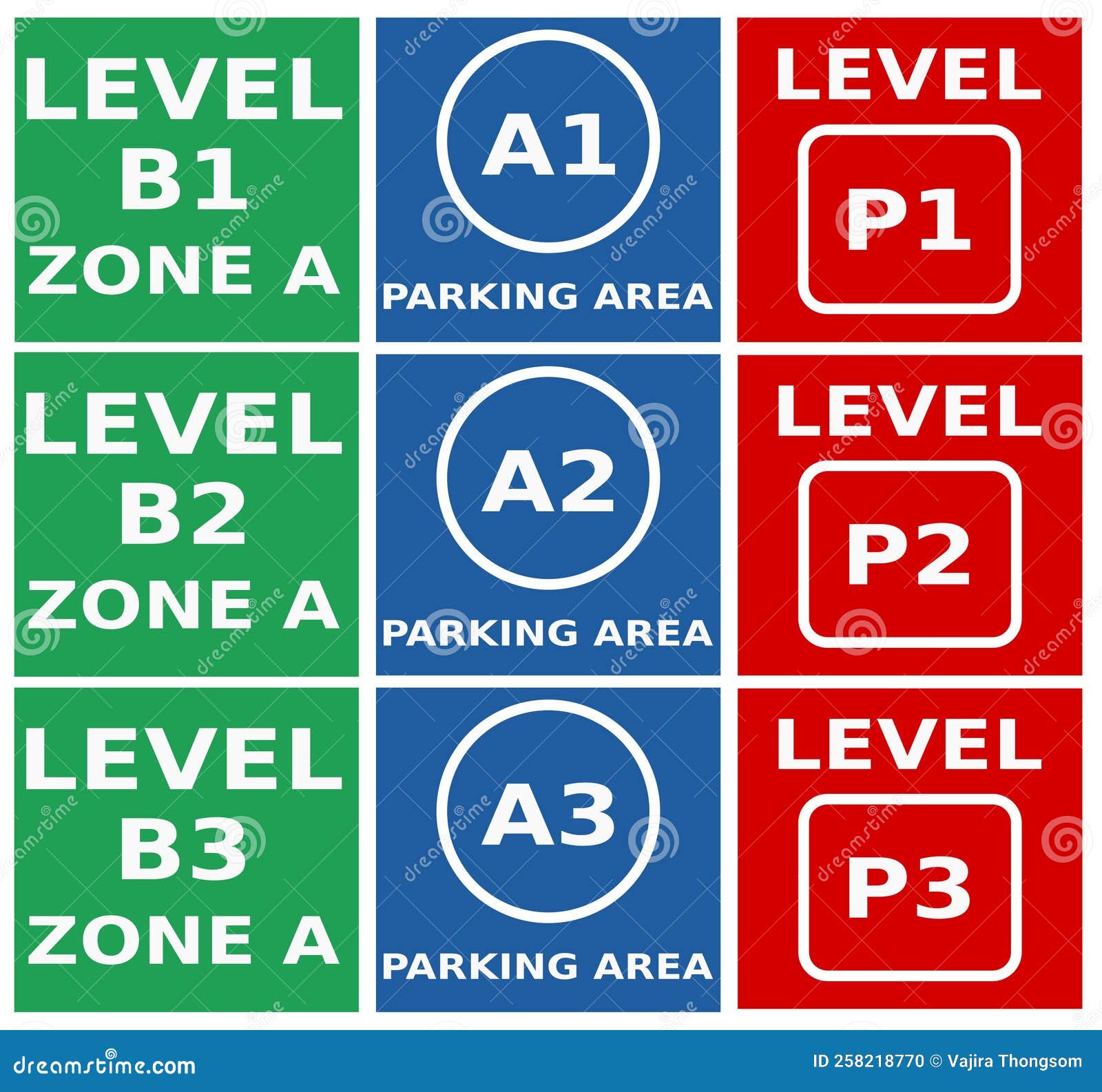 Car Park Building Level, Zone Area, Floor, Vector Illustration Stock ...