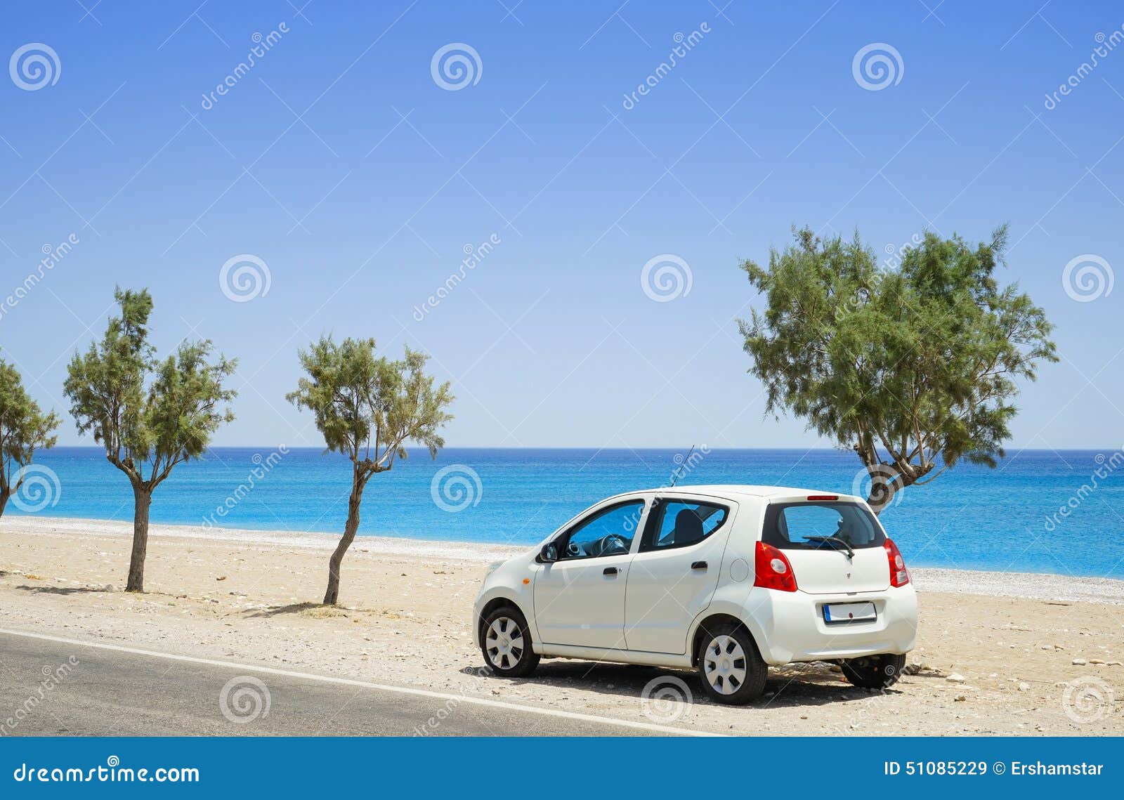 Car Parked beside a Deserted Beach Stock Image - Image of greece ...