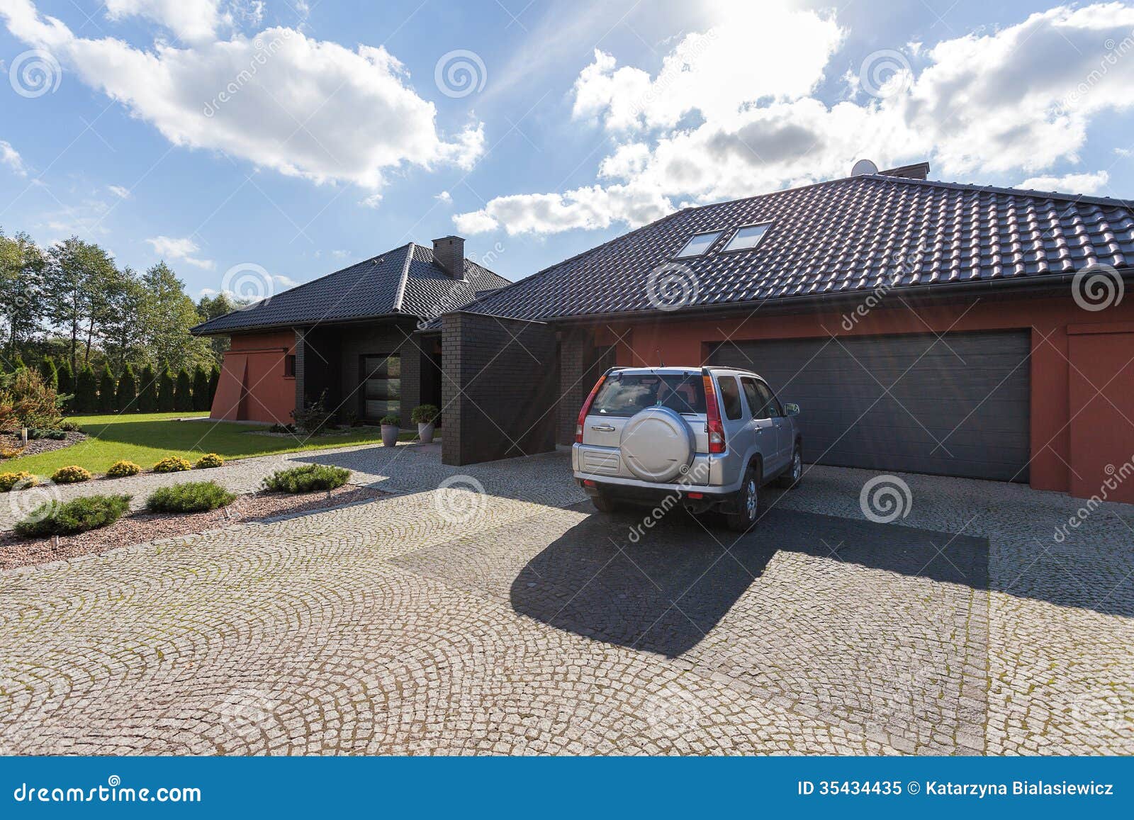 Car Parked in Front of a House Stock Image - Image of building ...
