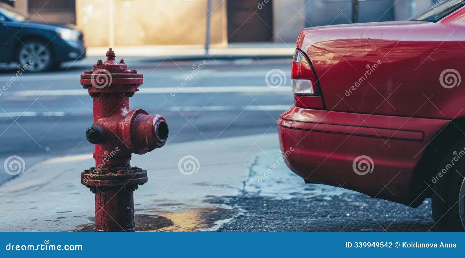 A Car Parked Illegally Next To a Fire Hydrant, Blocking Access Stock ...