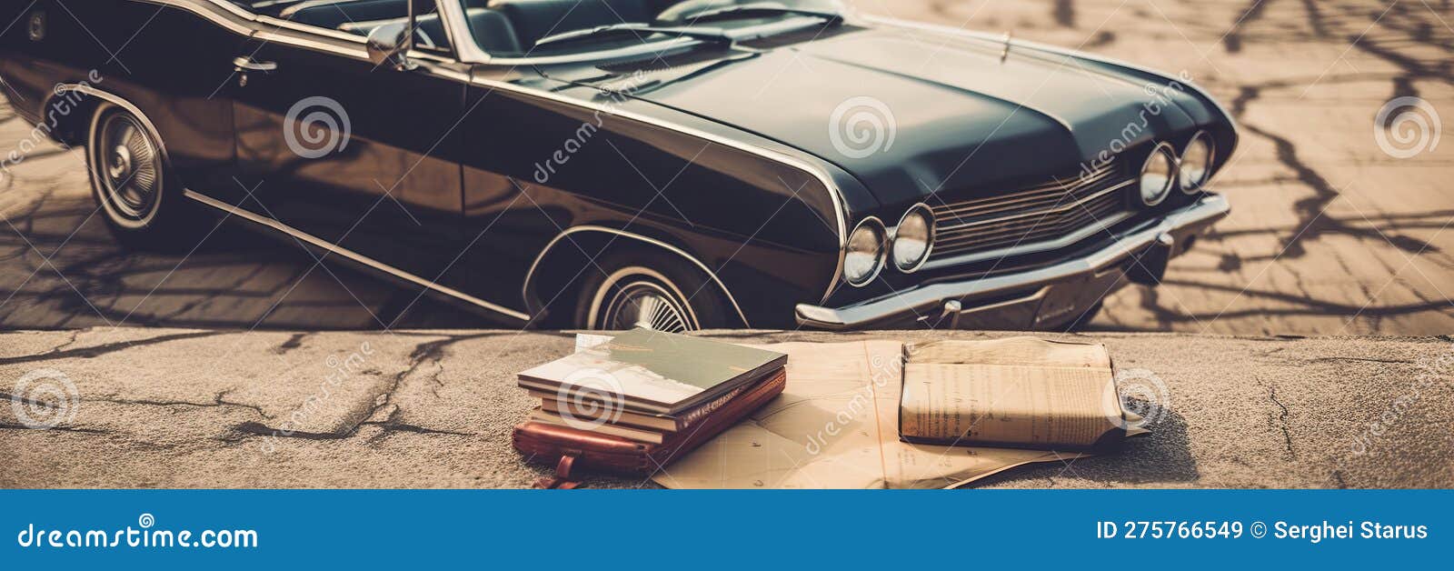 A Car Parked Next To a Pile of Books. AI Generative Image Stock ...
