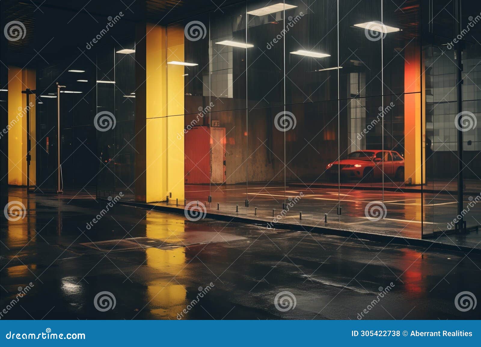 A Car is Parked in a Parking Garage at Night Stock Illustration ...