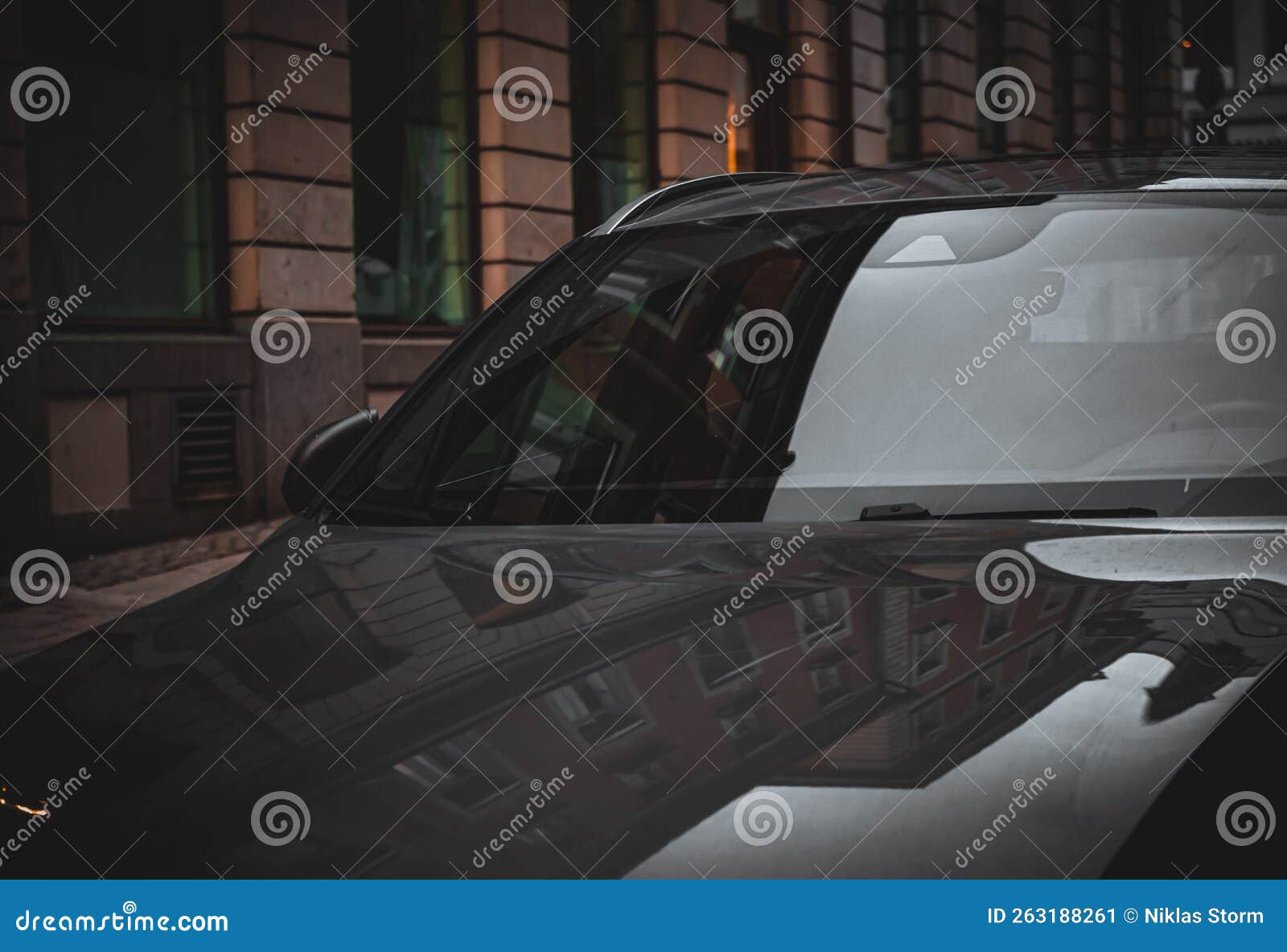 A Car Parked on the Side of a Building Stock Image - Image of view ...