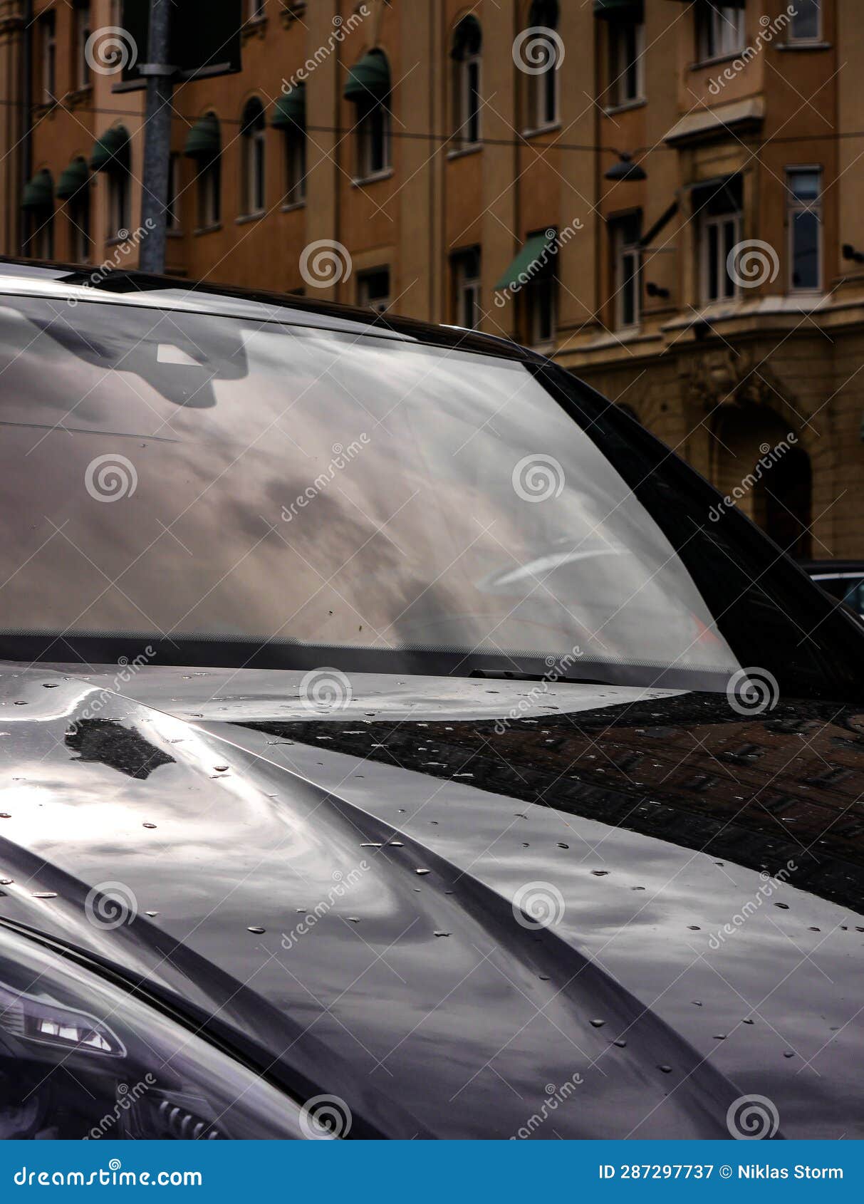 A Car Parked on the Side of a Building Stock Image - Image of motor ...