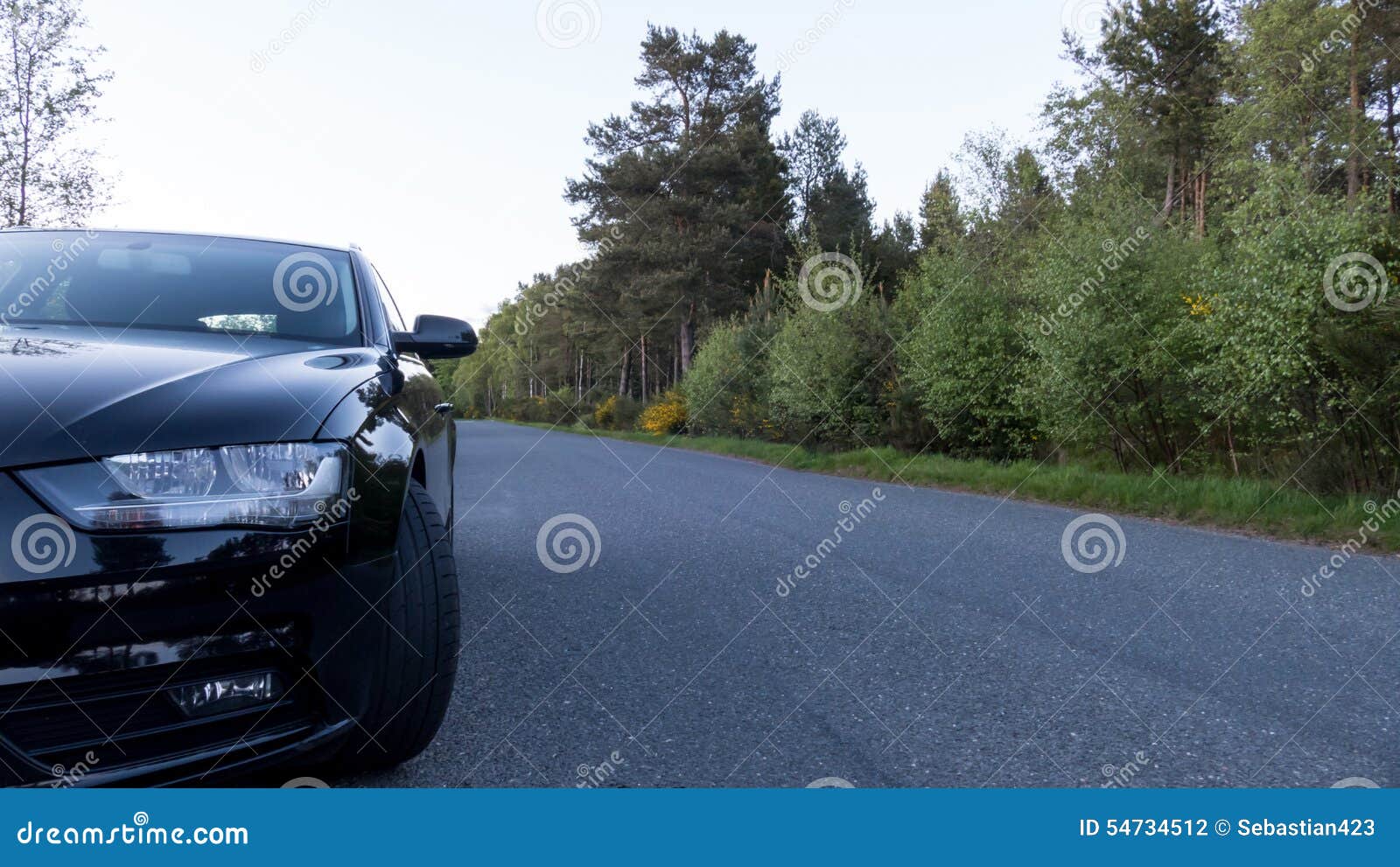 Car Parked on the Side of the Road - Drive Safely Concept Stock Photo ...