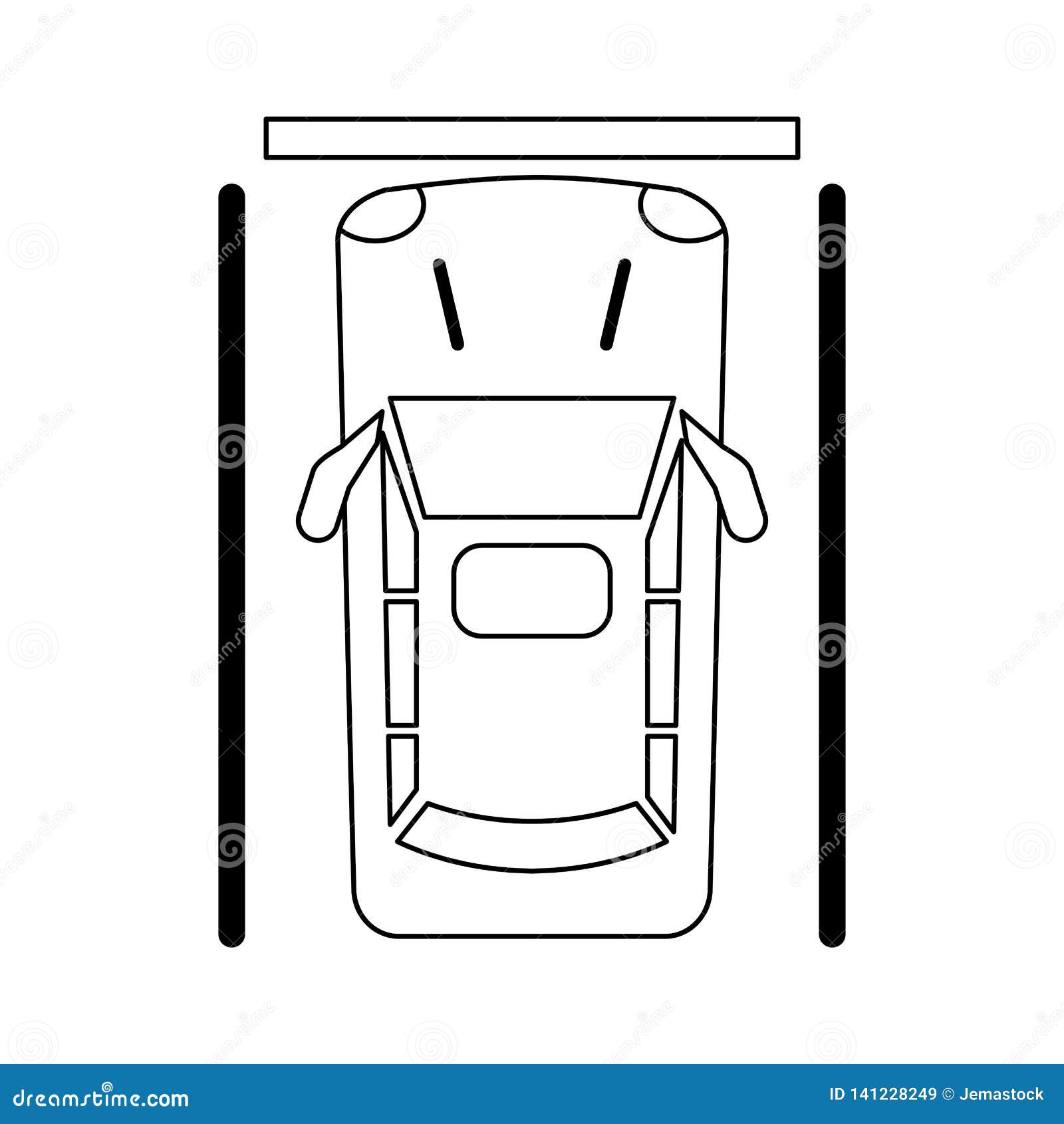 Car Parked Topview Symbol Black and White Stock Vector - Illustration ...