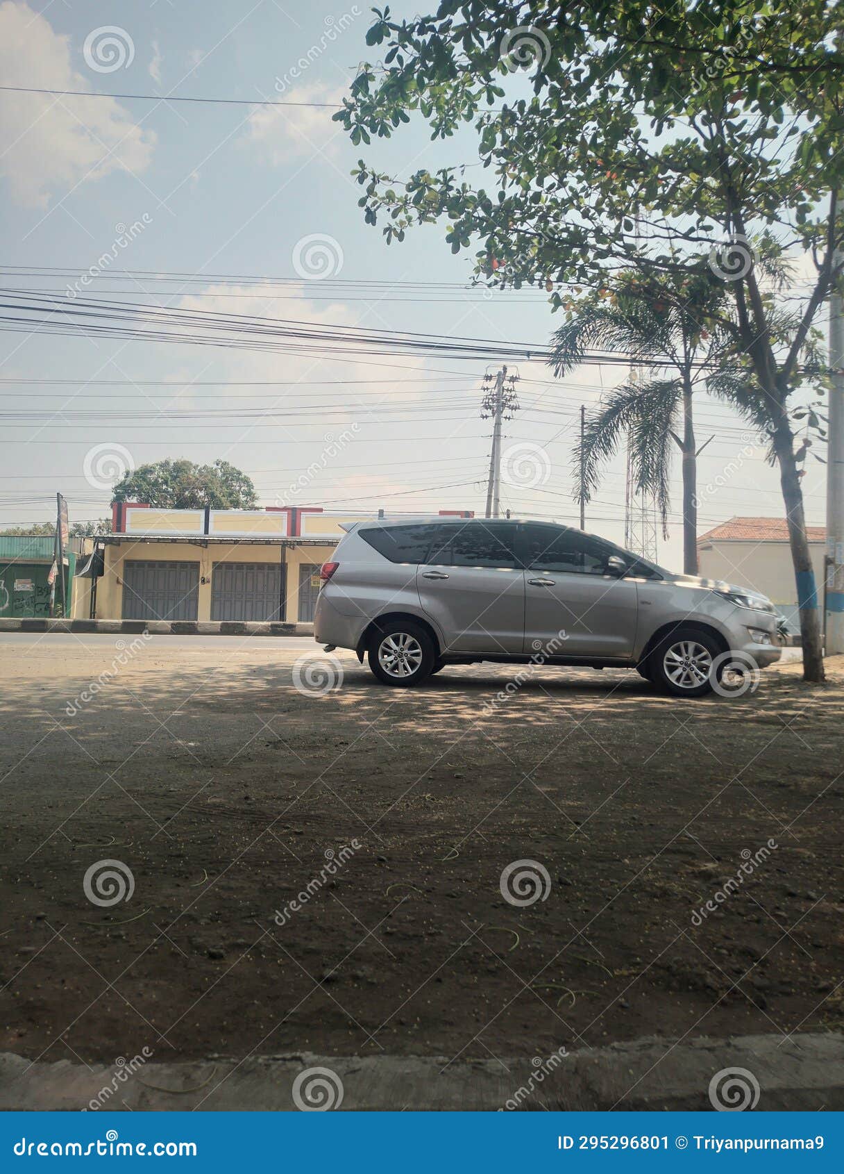 Car parked under the tree stock image. Image of parked - 295296801