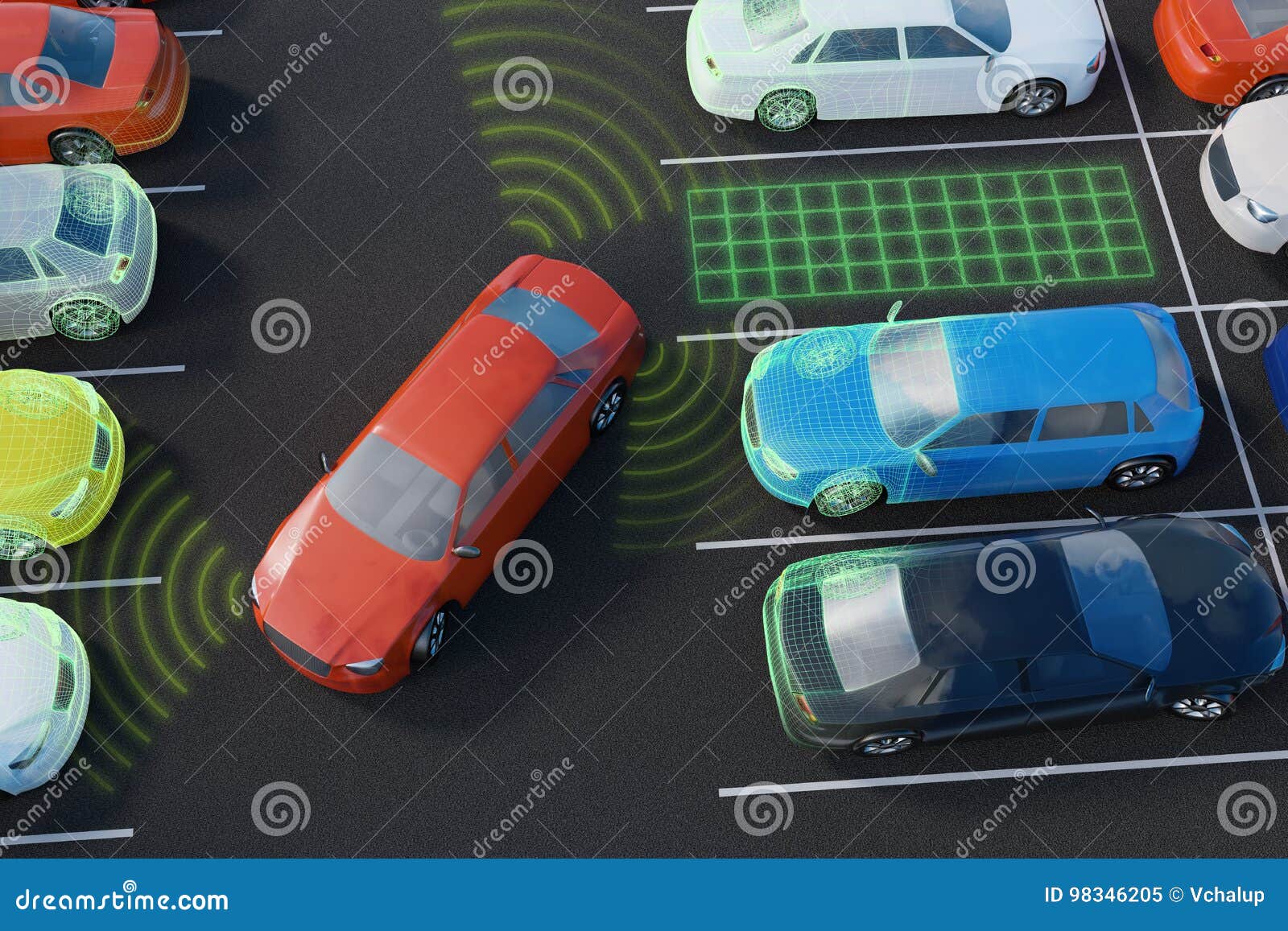 Autonomous Self-driving Driverless Vehicle Car Side View With Radar ...