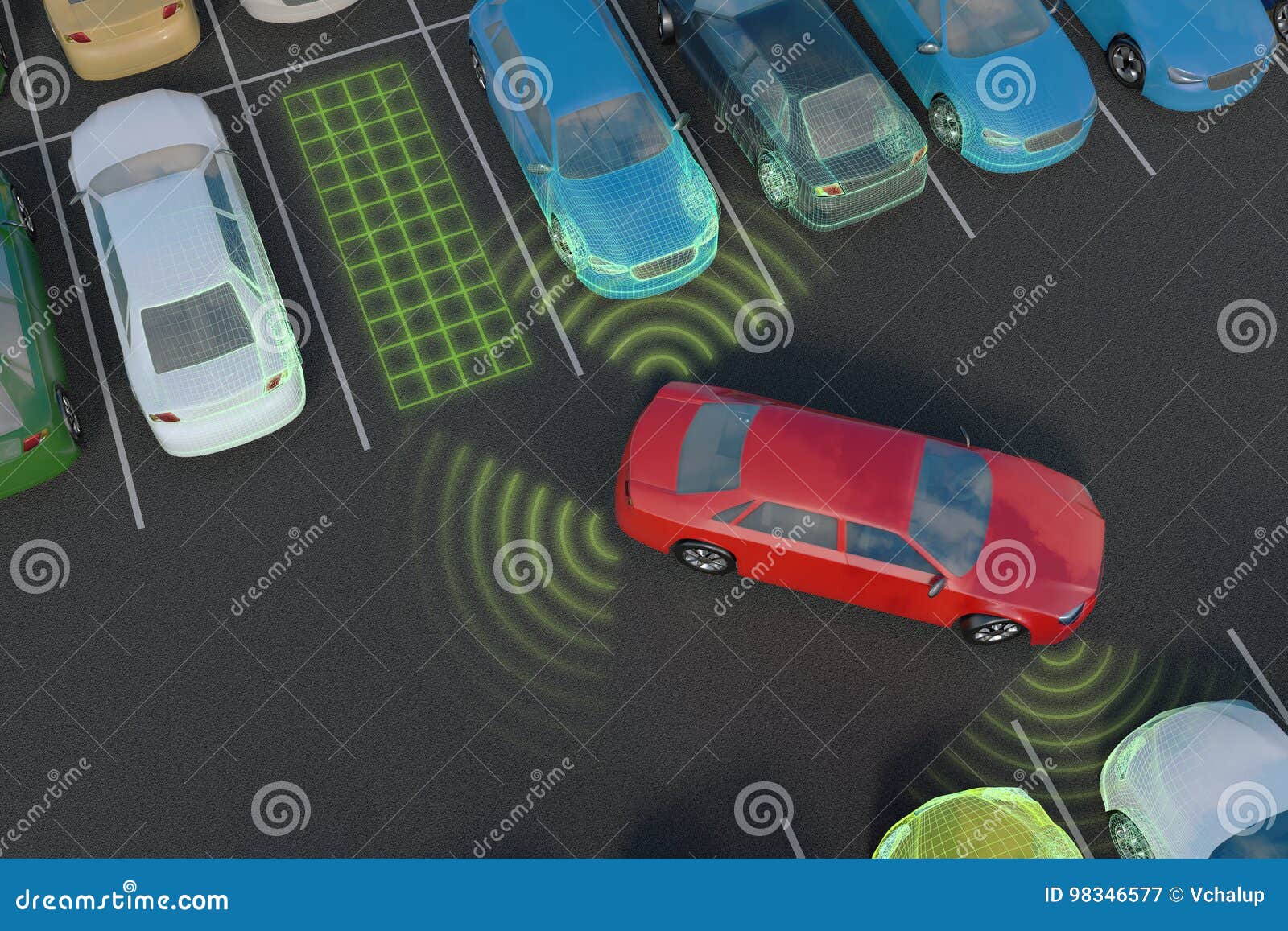 Car is Parking with Autonomous Self-driving Parking Assistant. 3D ...
