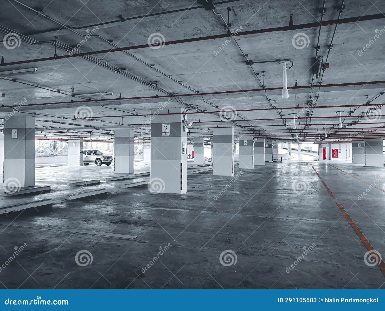 Car Parking Bar in the Area in BTS Station Parking Building. Stock ...