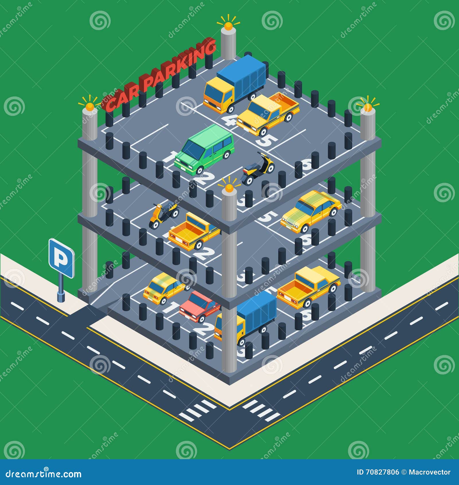 Parking Lot Concept Banner, Cartoon Style | CartoonDealer.com #134533267