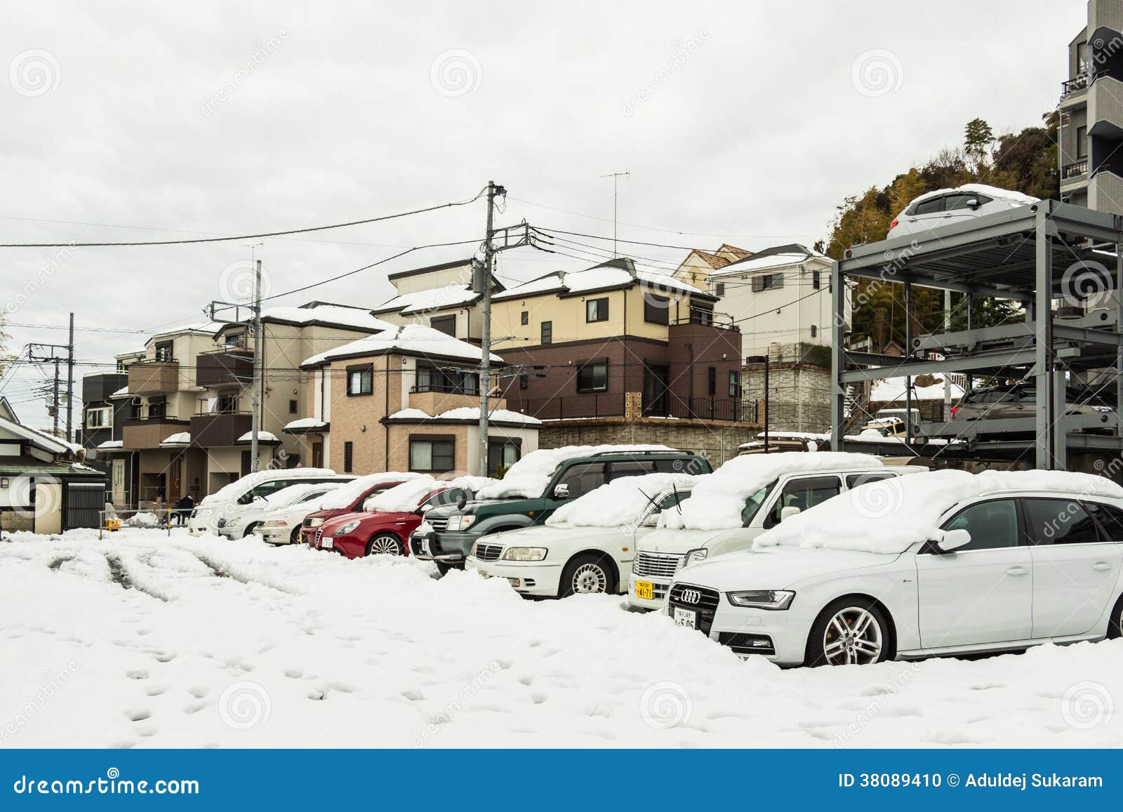 Car Parking Covered in Snow Editorial Image - Image of automobile ...