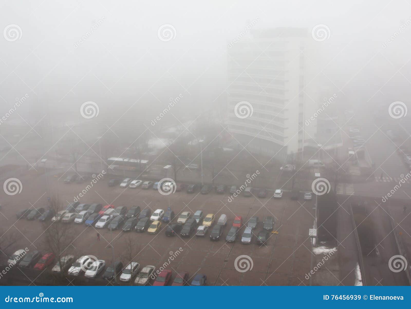 Car Parking in the Fog, Top View Stock Image - Image of transportation ...