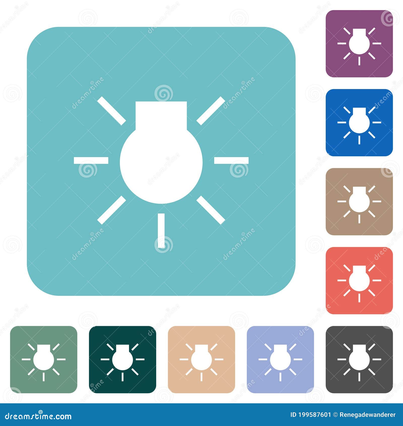 Car Parking Lights Indicator Rounded Square Flat Icons Stock Vector ...