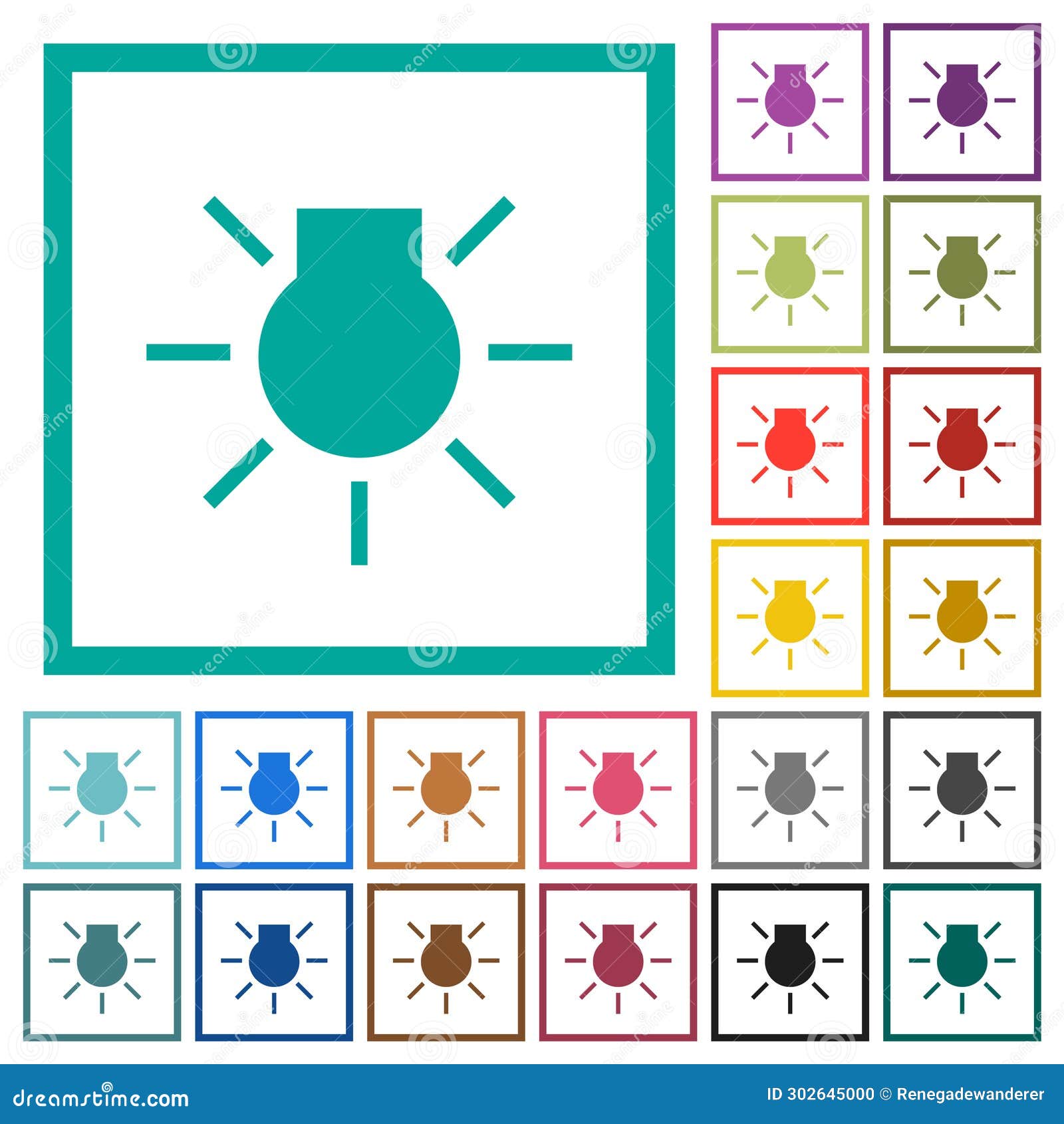 Car Parking Lights Indicator Solid Flat Color Icons with Quadrant ...