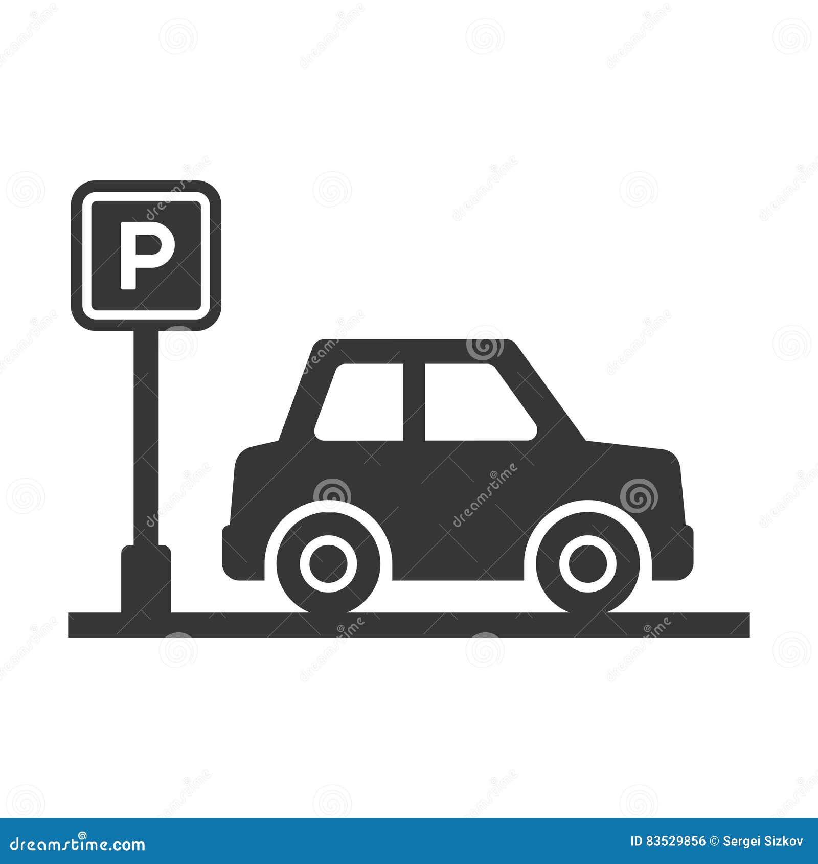 Car with Parking Meter Icon on White Background. Vector Stock Vector ...
