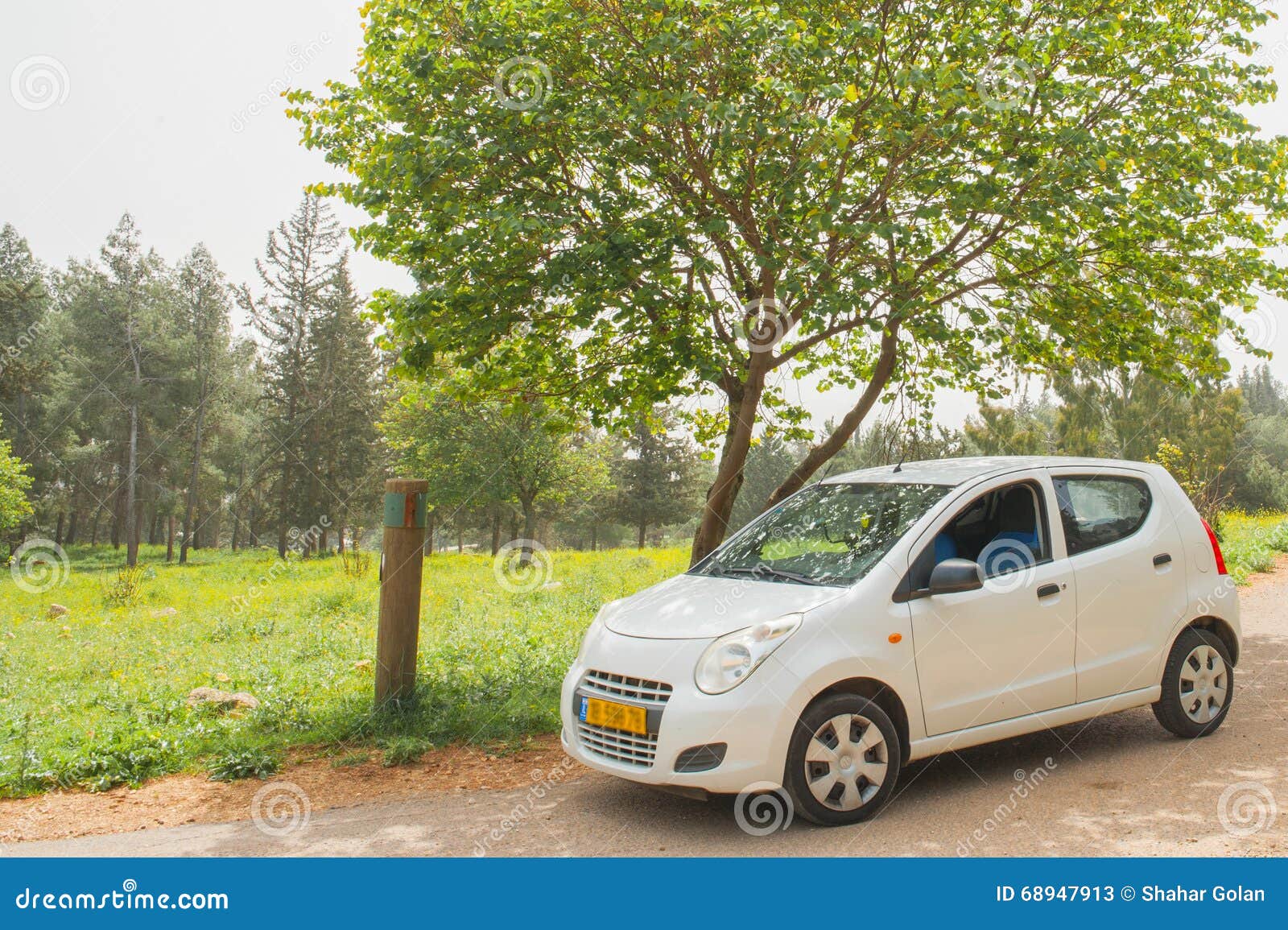 Car Parking in the Nature Landscape Stock Image - Image of side, water ...