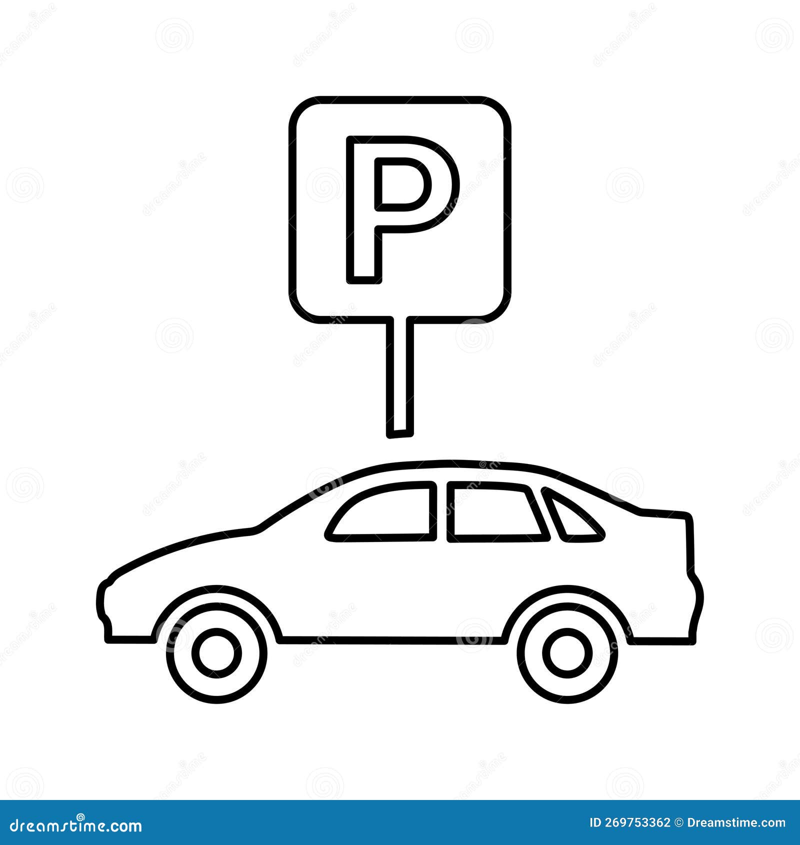Car Parking Outline Icon. Line Art Vector Stock Illustration ...