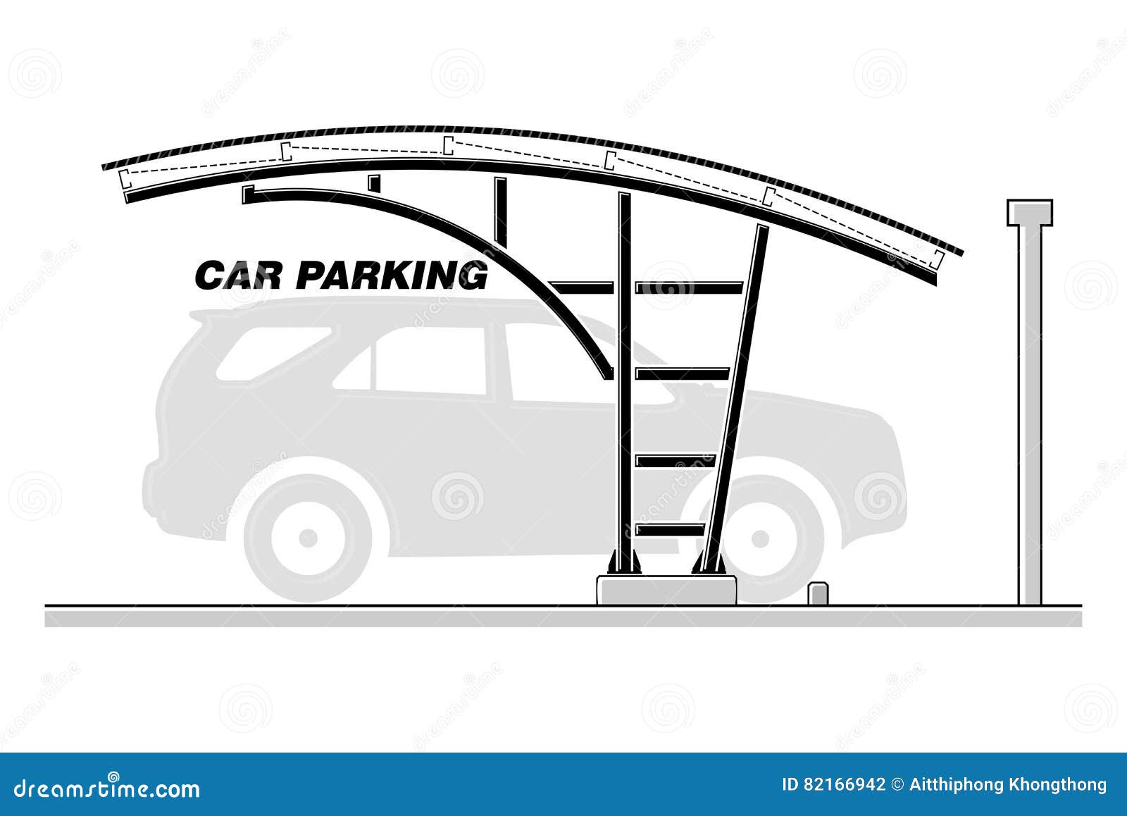 Car Parking, Roofing Section Vector Illustration Stock Vector ...