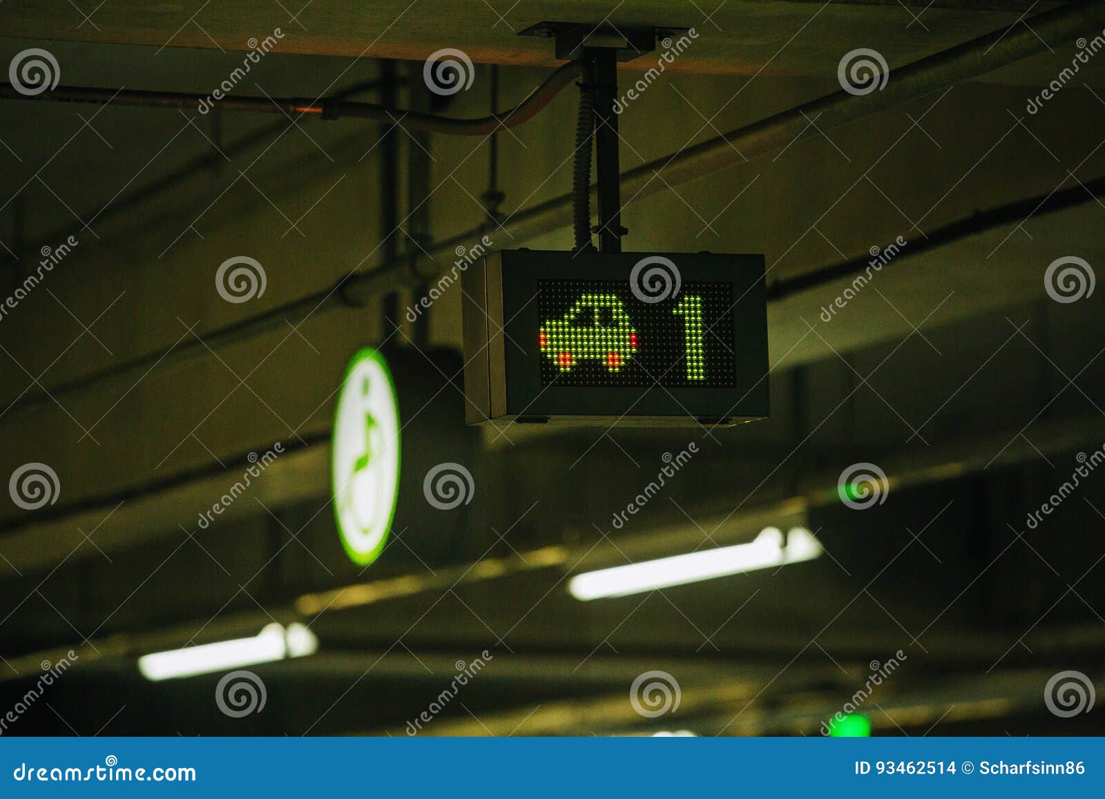 Car Parking with Sensors and Electronic Information Displays. Stock ...
