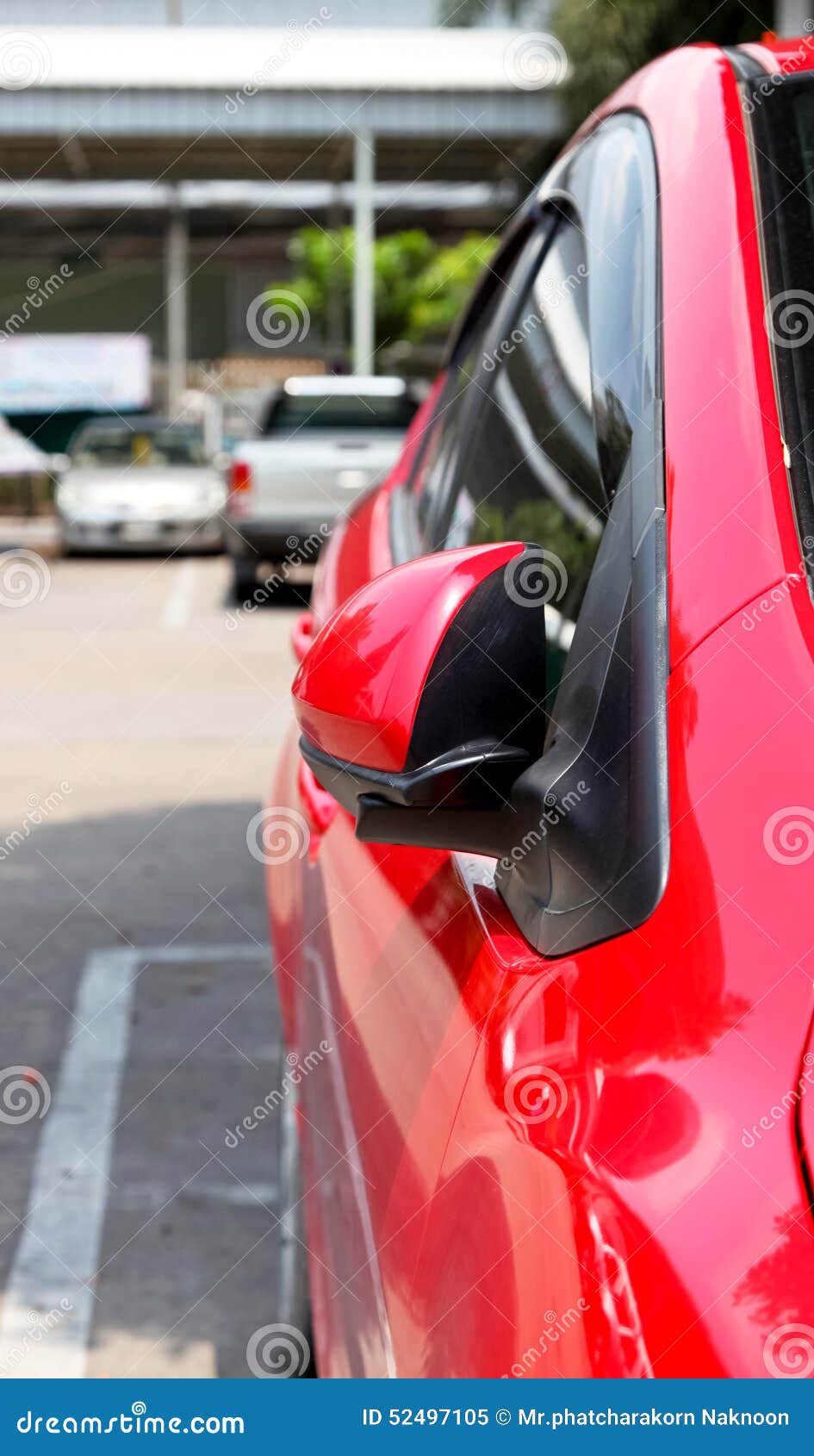 Car Parking with Side Rear-view Mirror Closed for Safety Stock Image ...