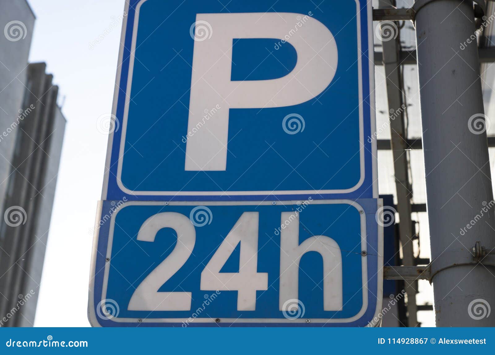 Car Parking Sign 24 Hours a Day Stock Image - Image of machine, hours ...