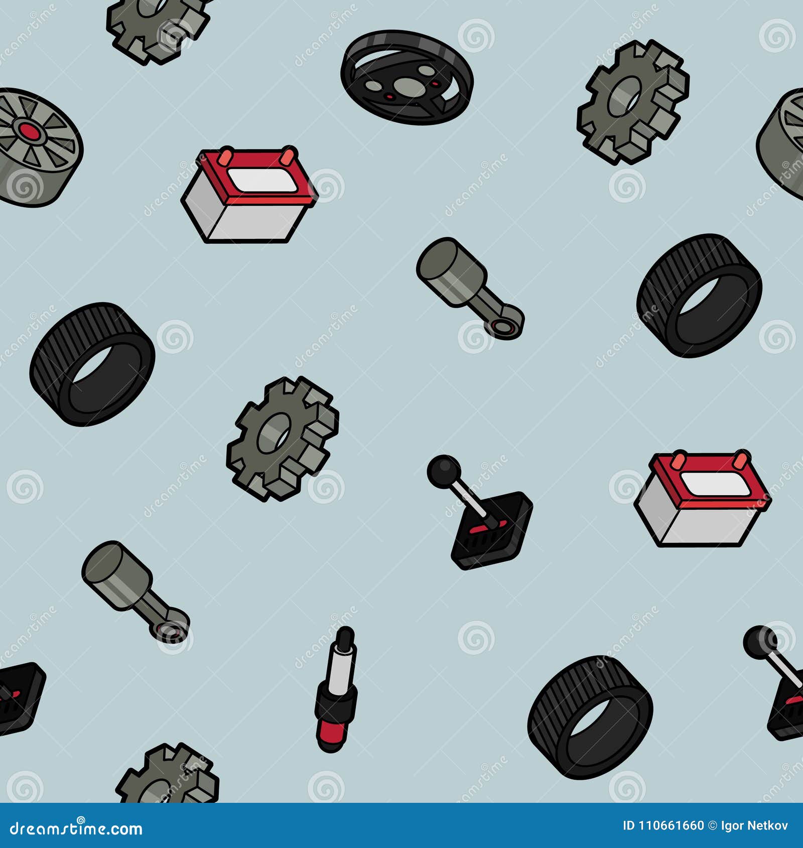 Car Part Color Outline Isometric Pattern Stock Vector - Illustration of ...