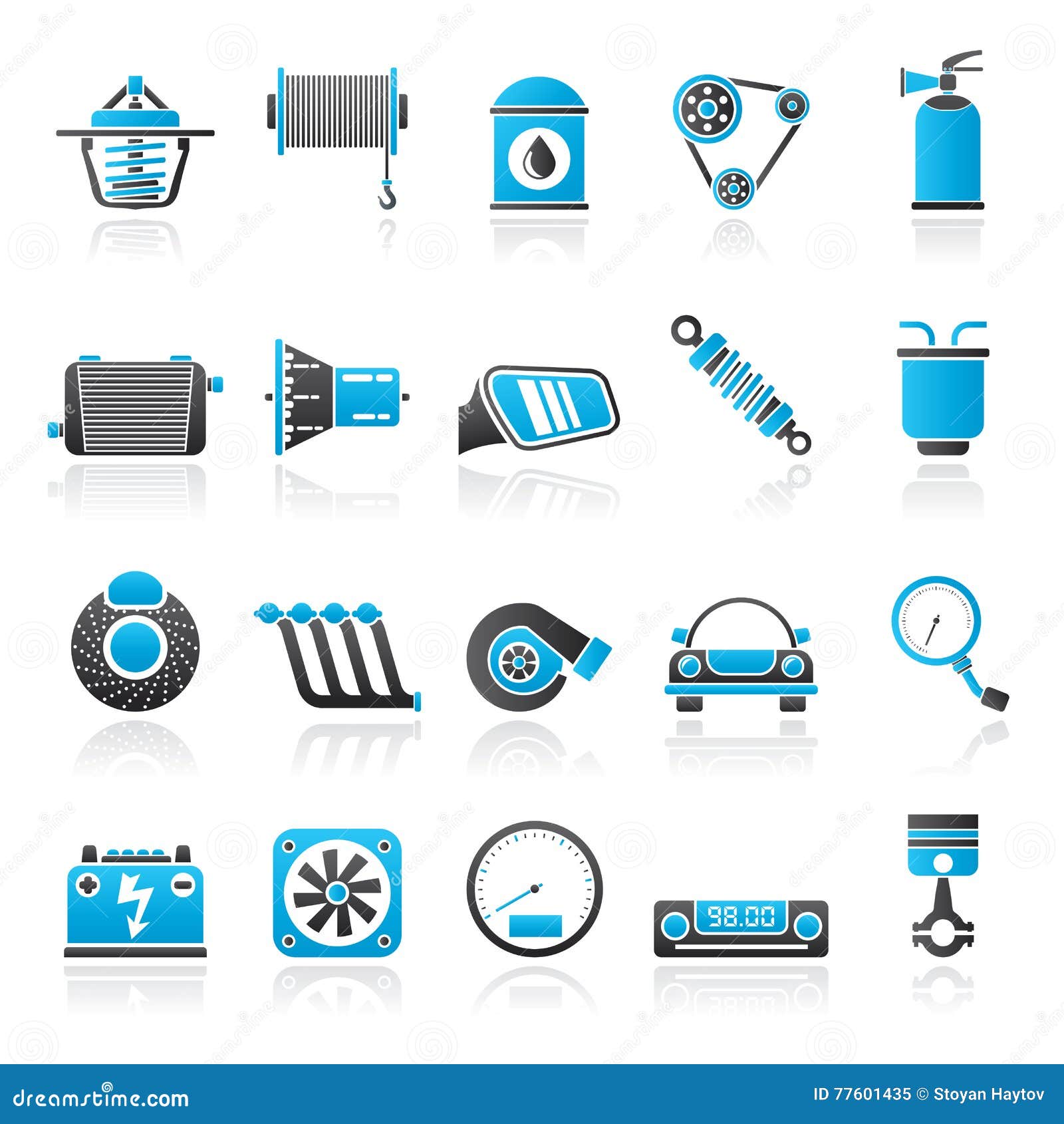 Car Part and Services Icons 2 Stock Vector - Illustration of piston ...