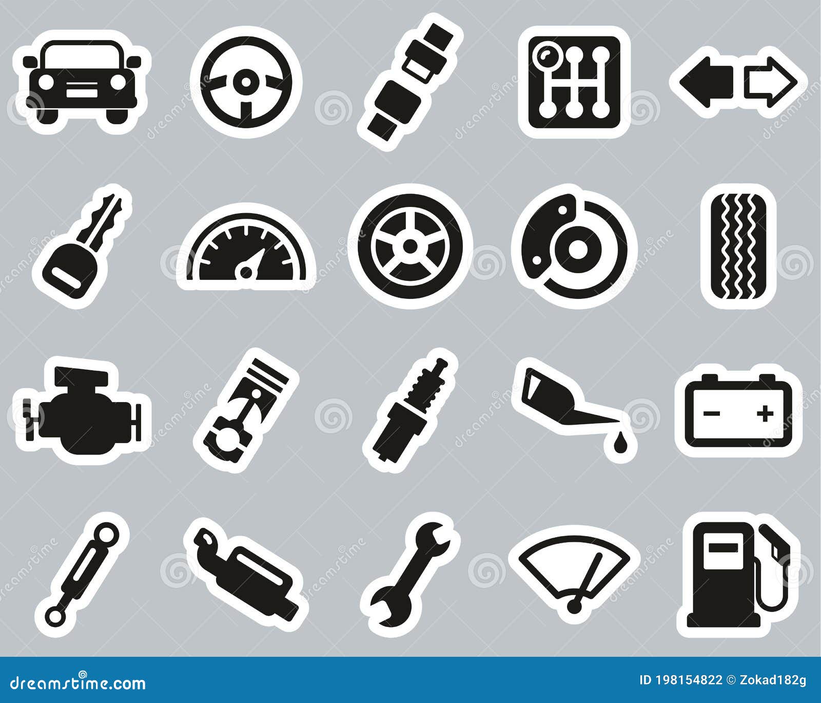 Car or Car Parts Black & White Circle Set Big Stock Vector ...
