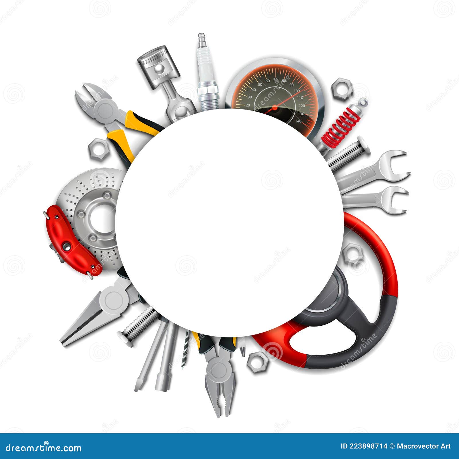 Car Parts Round Frame stock vector. Illustration of engine - 223898714