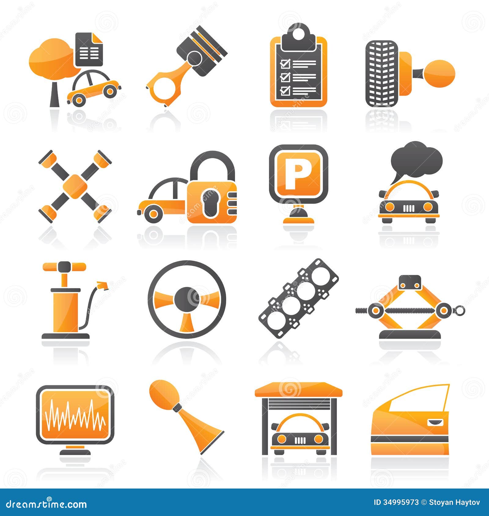 Car Parts and Services Icons Stock Vector - Illustration of services ...